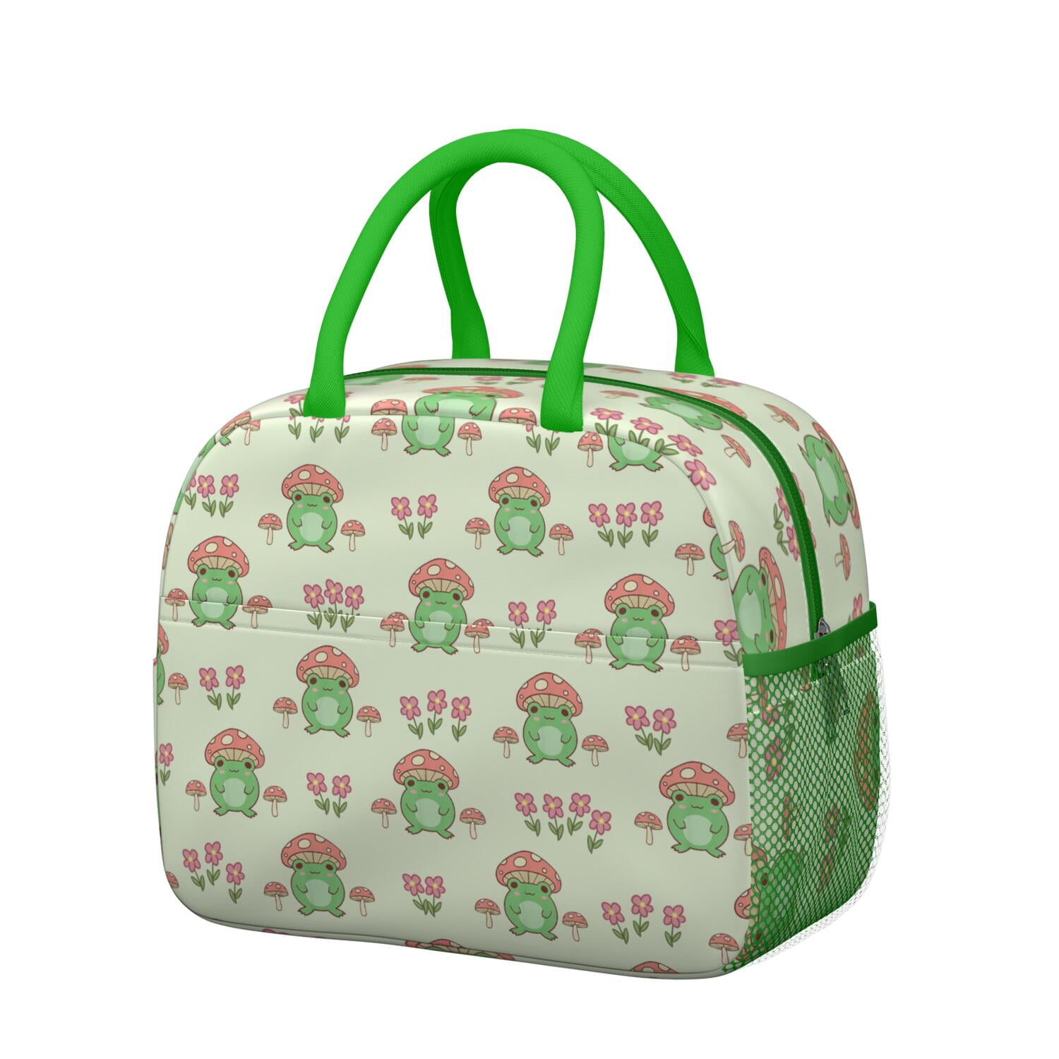 Cute Frog and Plant Pattern Thermal Lunch Tote, Reusable Insulated ...