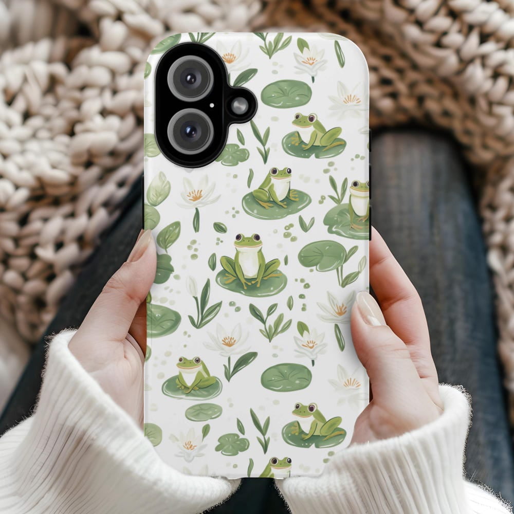 Cute Frog on Lily Pad Nature Phone Case for iPhone 17 16 15 14 13 Pro ...