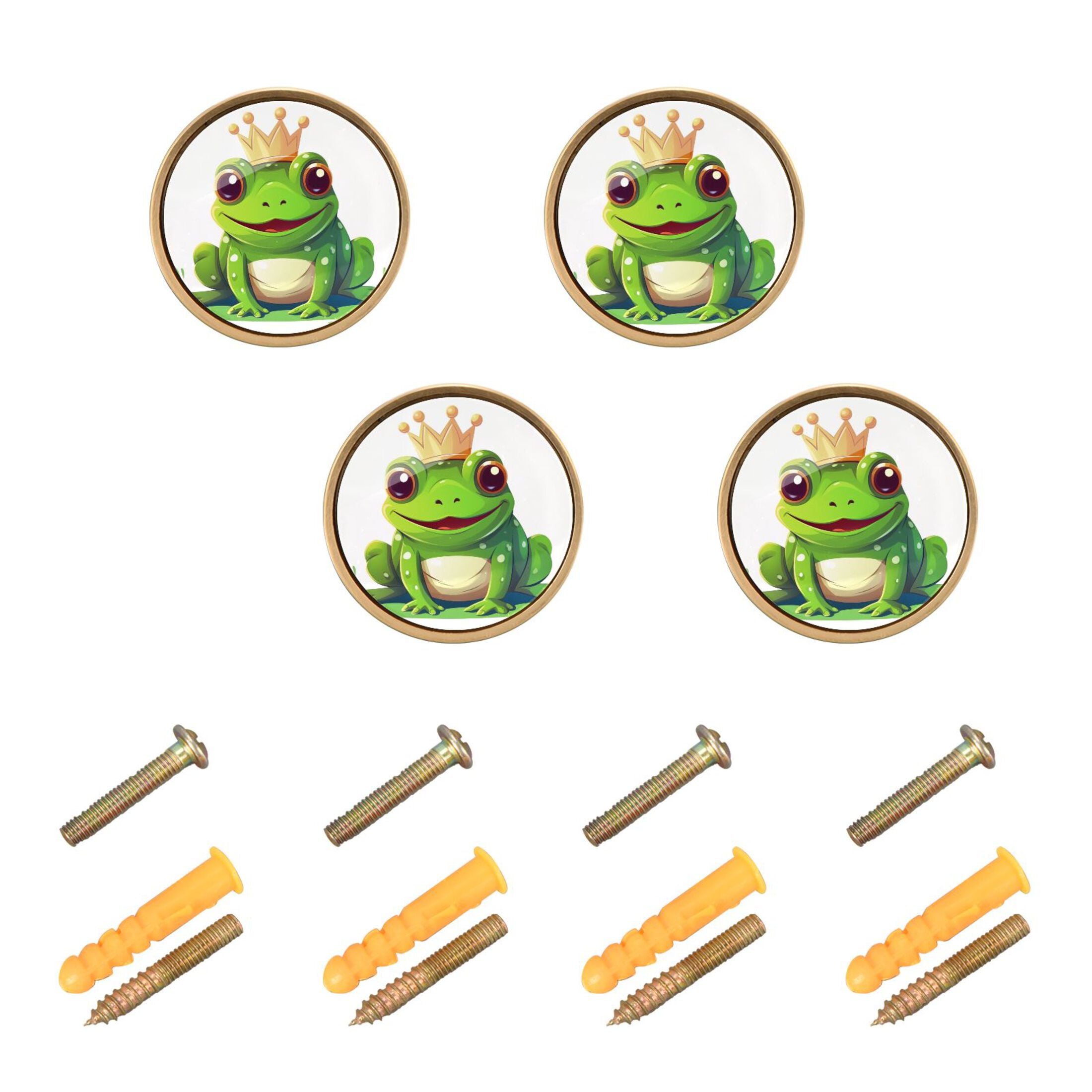 Cute Frog with Crown Cabinet Knobs Sets Kitchen Pulls Dresser Drawer ...