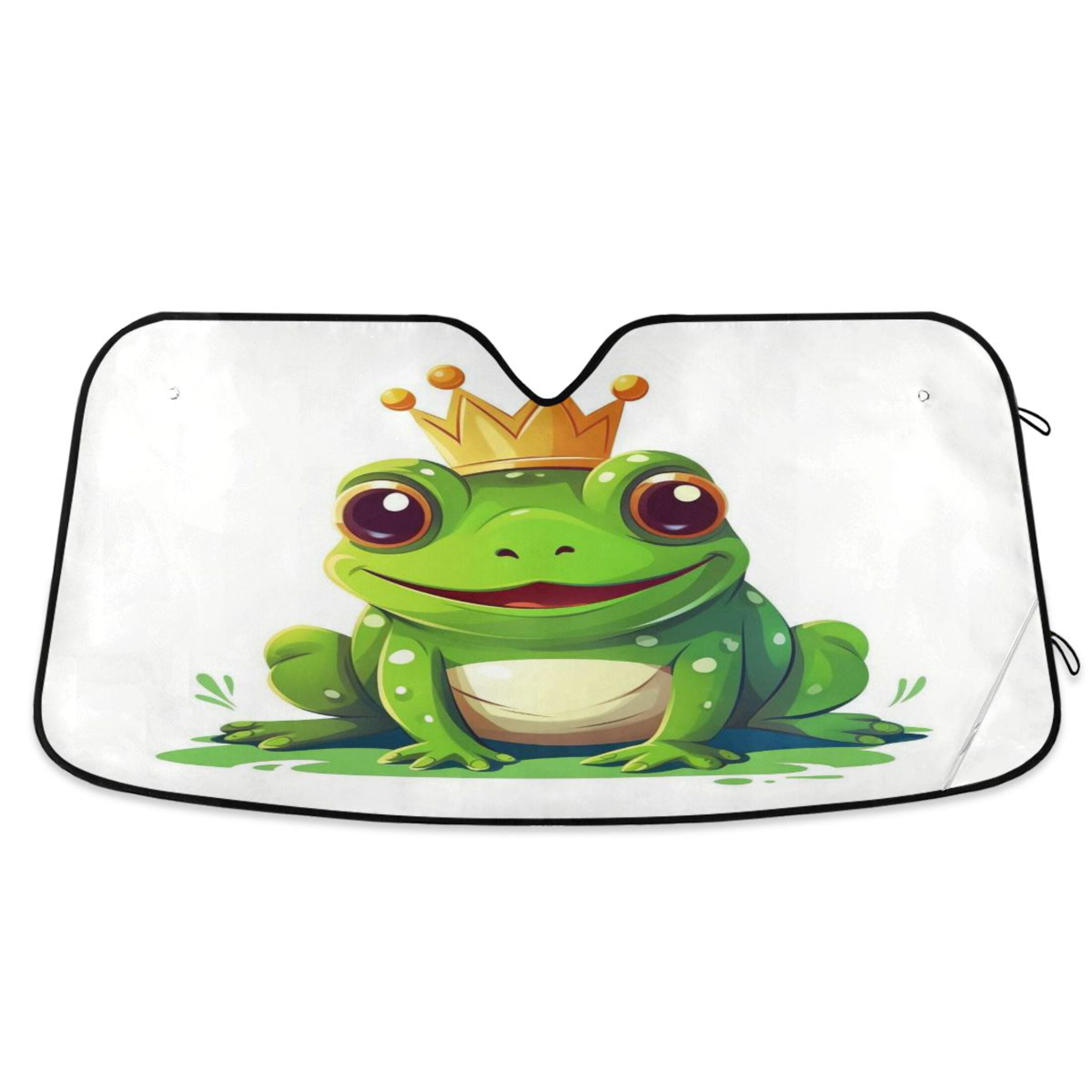 Cute Frog with Crown Car Windshield Sun Shade Foldable Car Front Window ...
