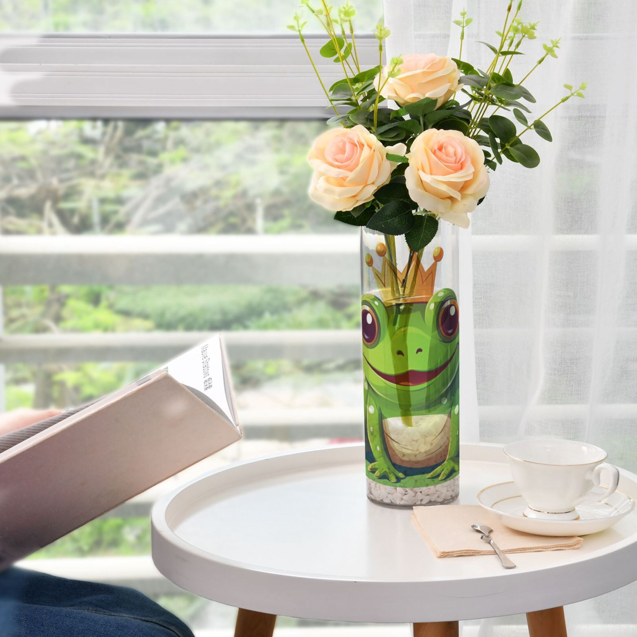Cute Frog with Crown Flower Vase 11.8x3.9 inch Vases Clear Non ...