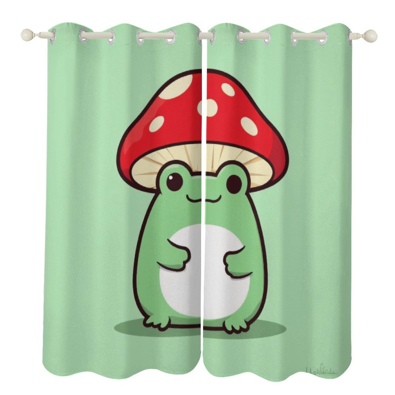 Cute Frog with Mushroom Hat Blackout Window Curtains for Bedroom Living ...