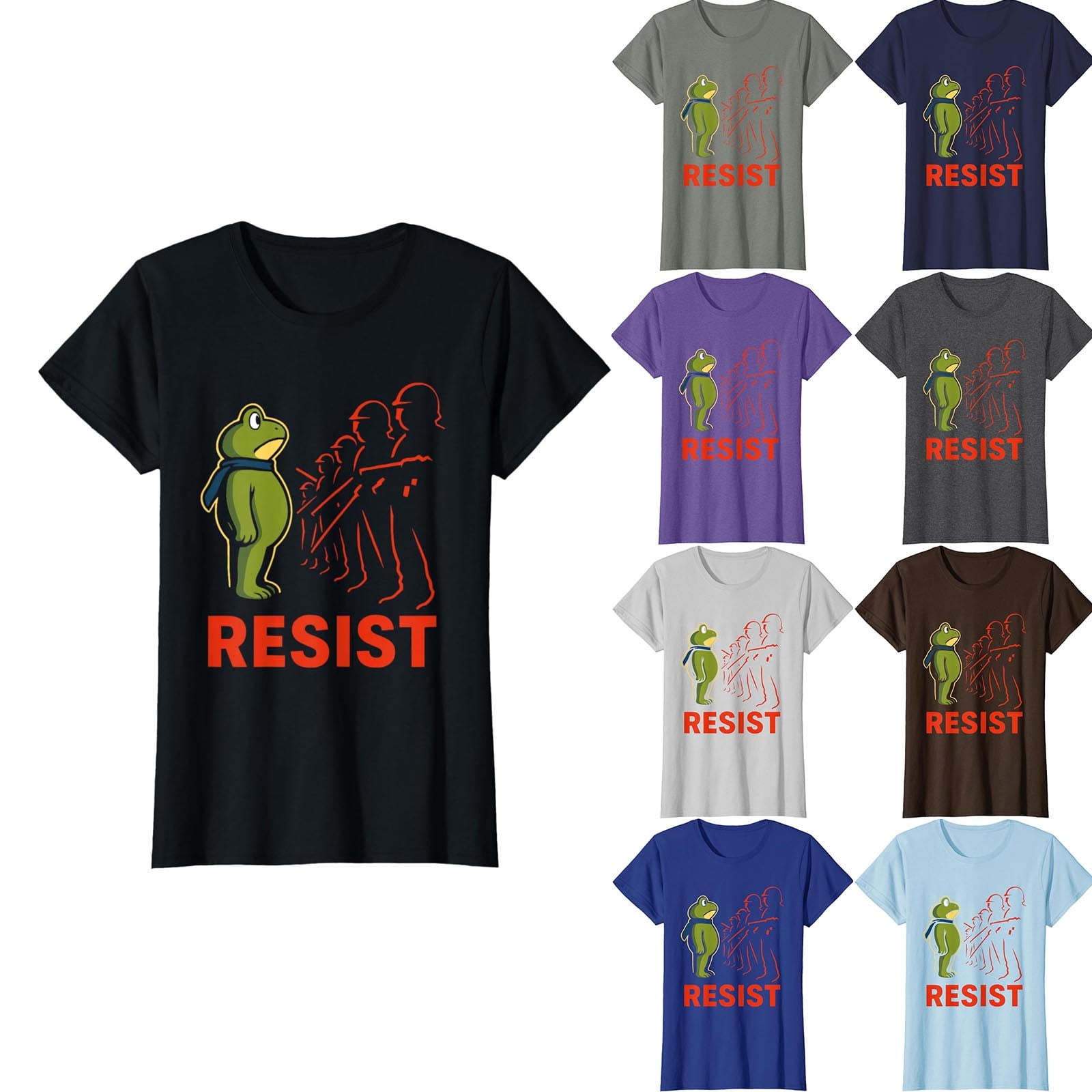 Cute Frogs Against Fascism Printing T-Shirt for Women&Men, Casual ...