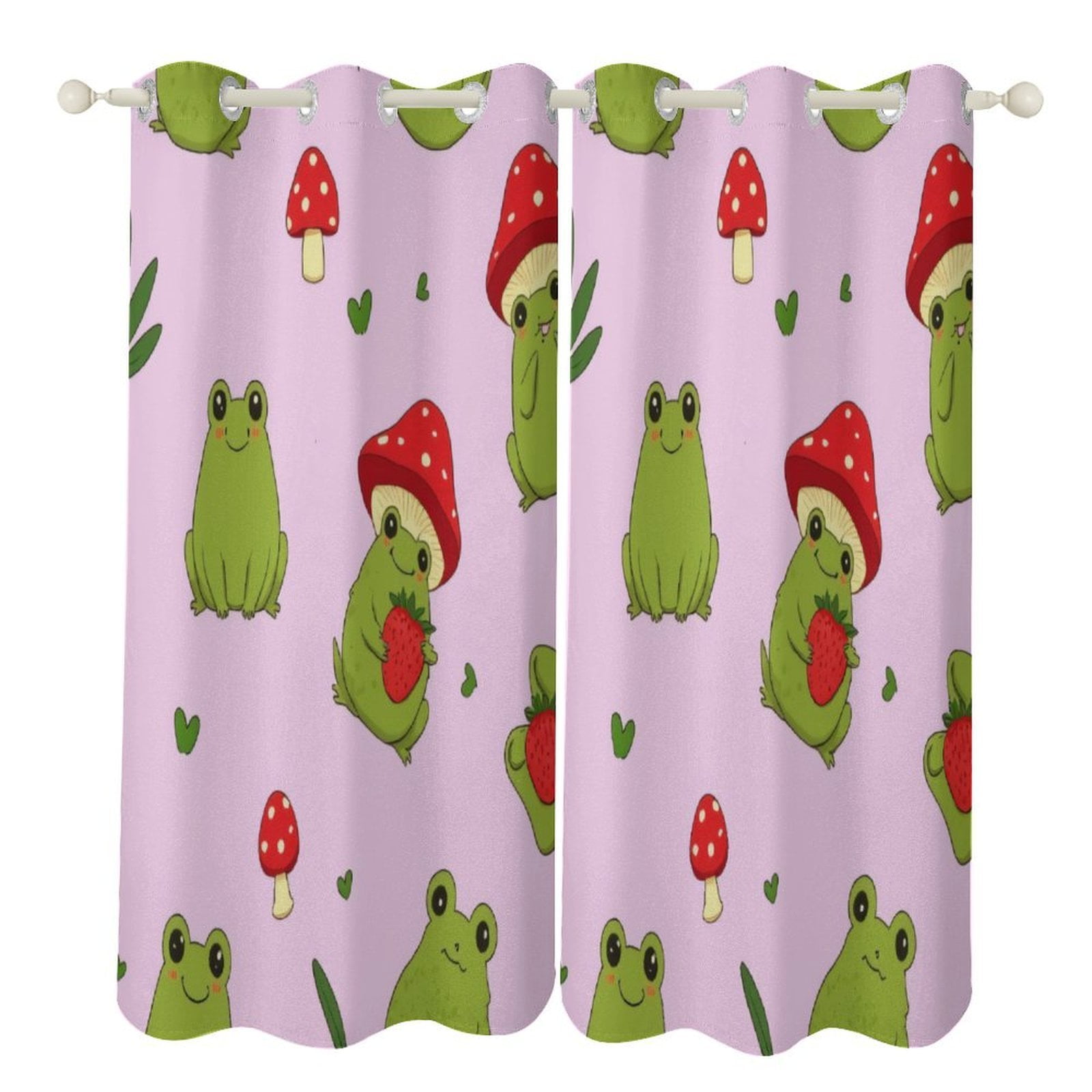Cute Frogs And Mushrooms Pattern 2pcs Blackout Curtains For Living Room ...