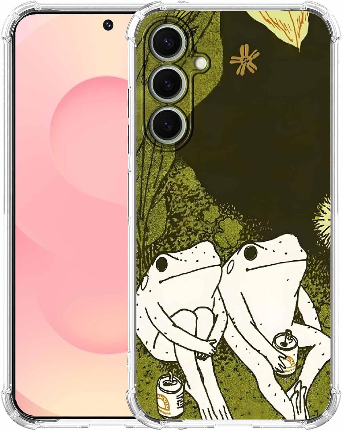 Cute Frogs Case for Samsung Galaxy S25+, Aesthetic Drinking Frog ...