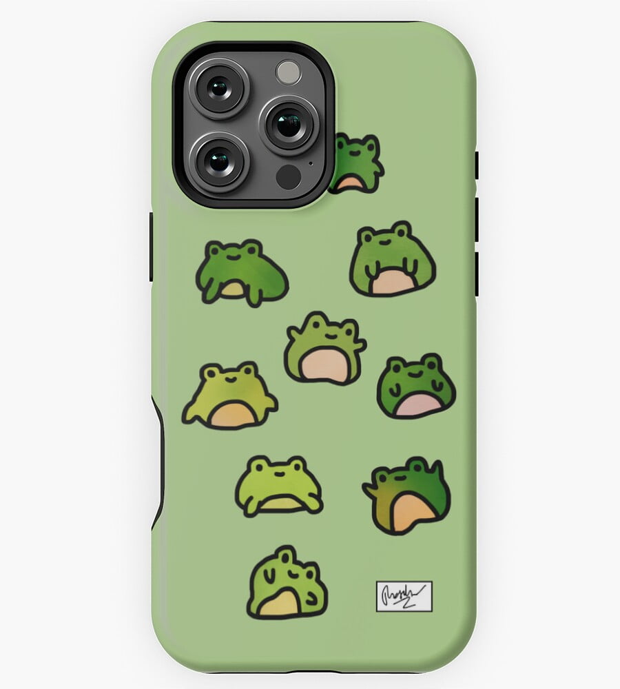 Cute Frogs Doodle Pattern GA1179 Phone Case for iPhone 11 to 17 Pro Max ...