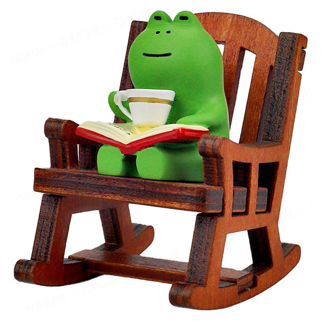 Cute Frogs Sculpture Unique Miniature Figurine for Bookshelfs Plant ...