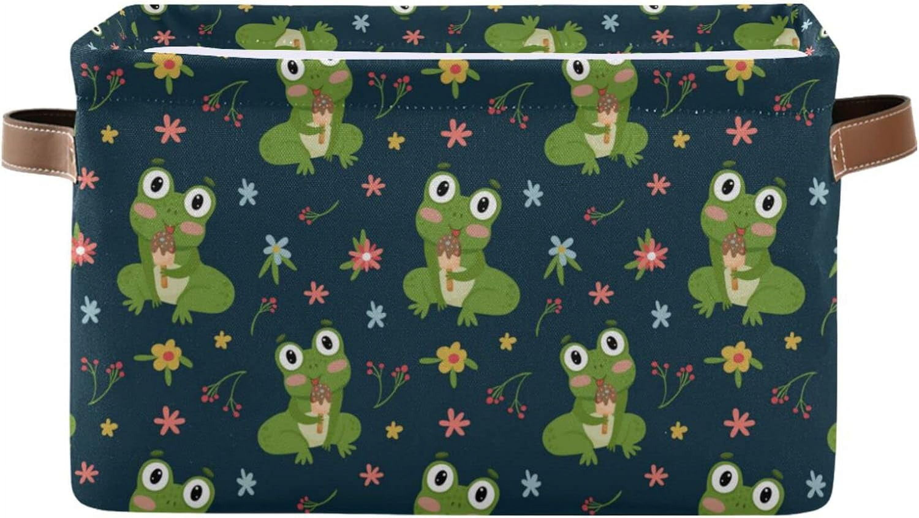 Cute Frogs Storage Baskets Rectangle Foldable Canvas Fabric Organizer ...