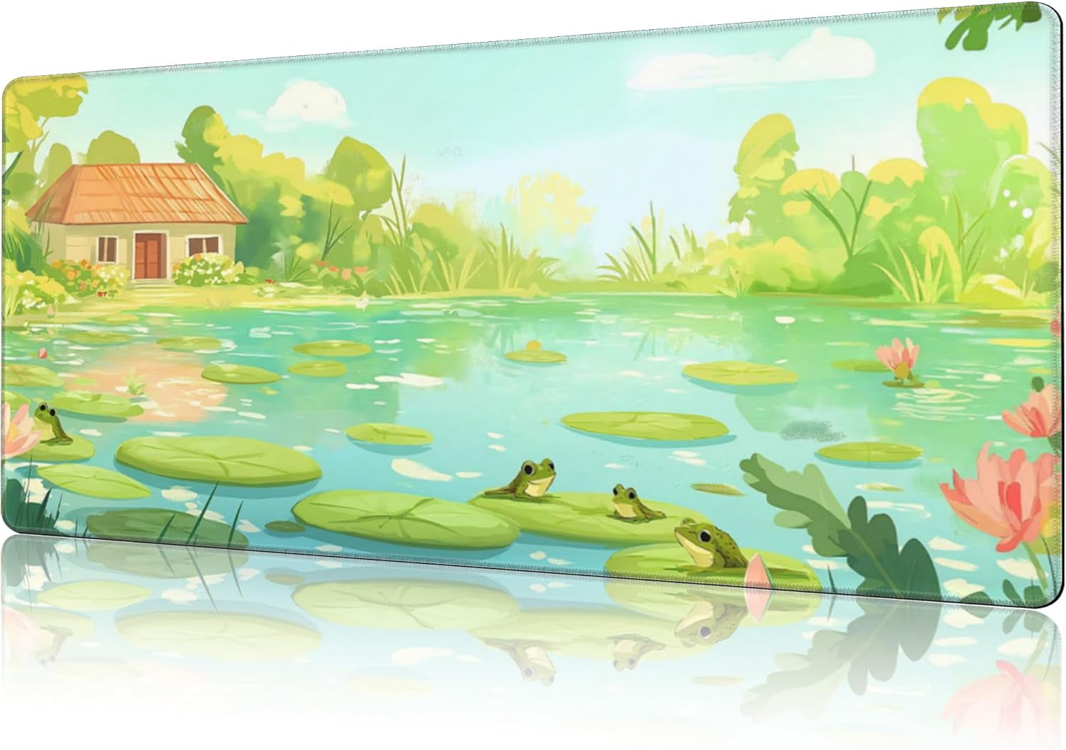 Cute Frogs in The Water Gaming Mouse Pad,Large Non-Slip Thick Stitched ...