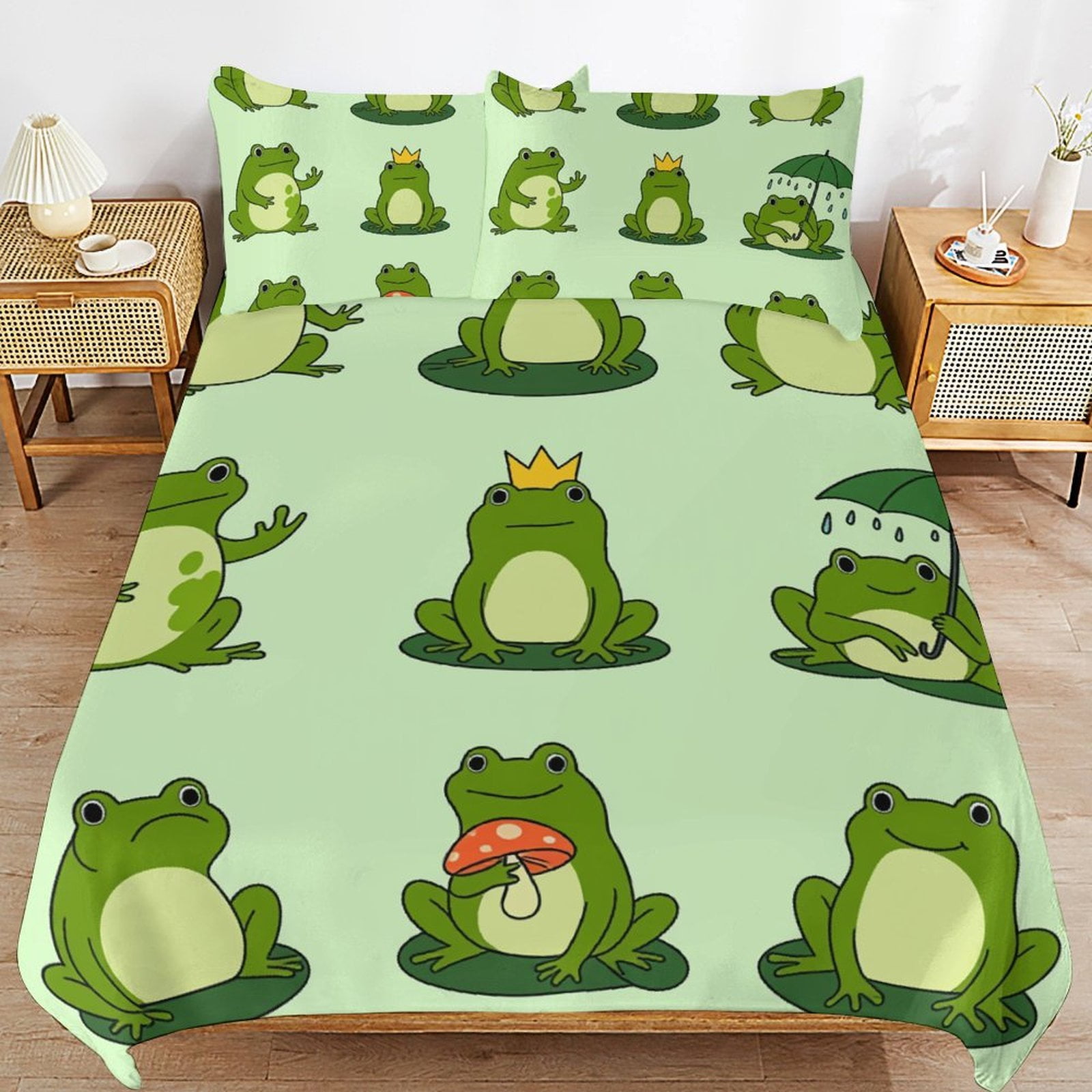 Cute Frogs in Various Poses-2 3D Duvet Cover 3pcs Set Bedding Set ...