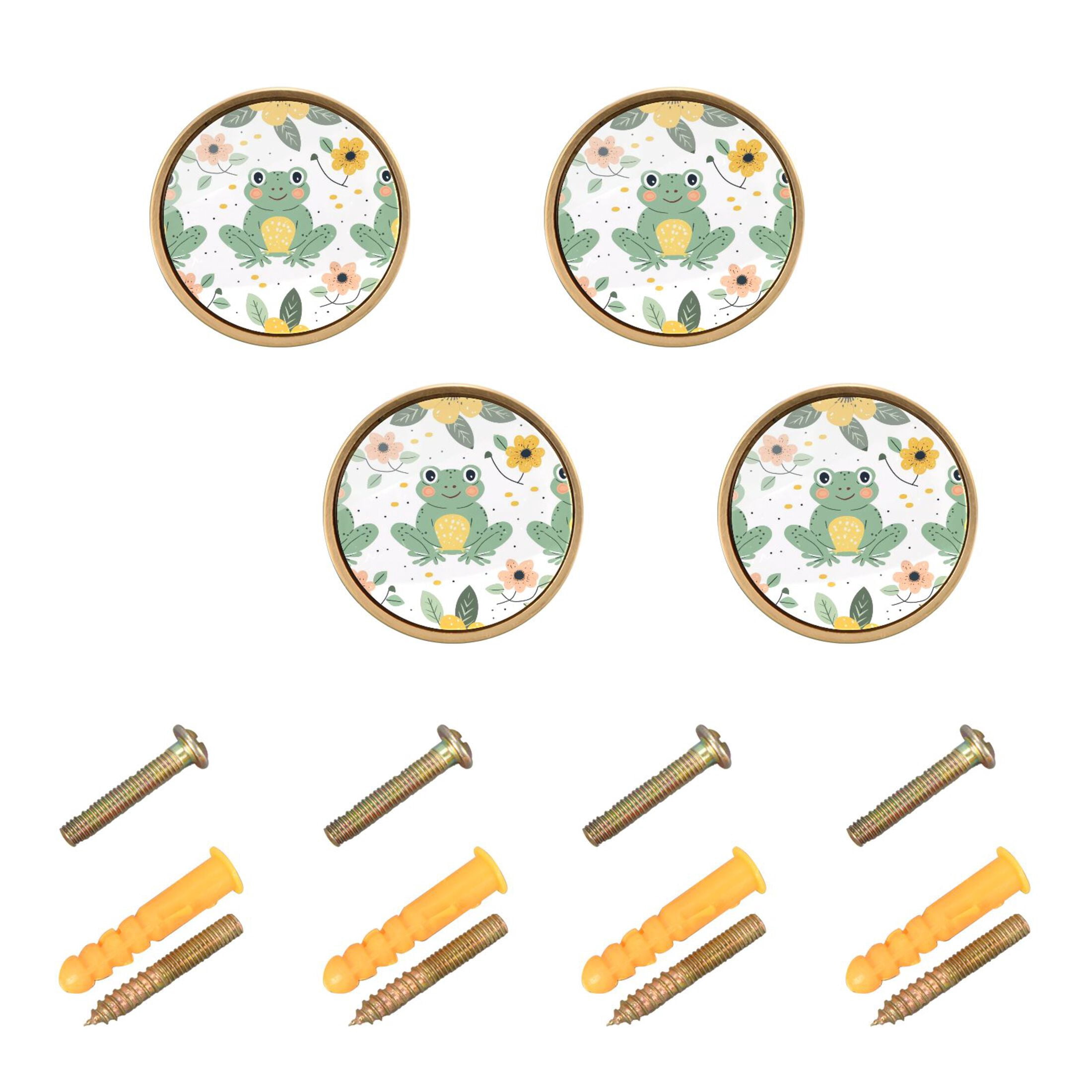 Cute Frogs with Flower Cabinet Knobs Sets Kitchen Pulls Dresser Drawer ...