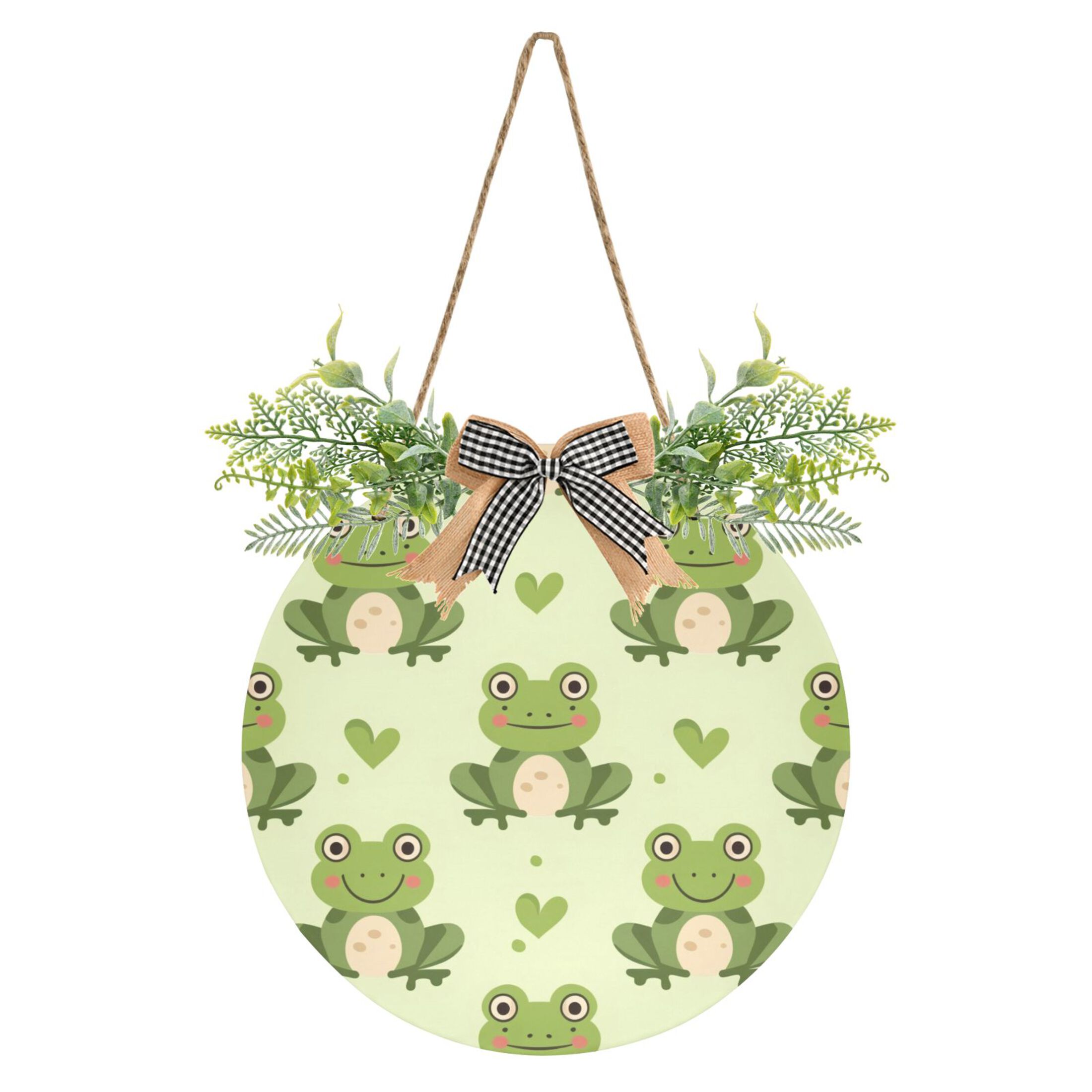 Cute Frogs with Heart Welcome Front Door Sign Round 12 inch Porch ...