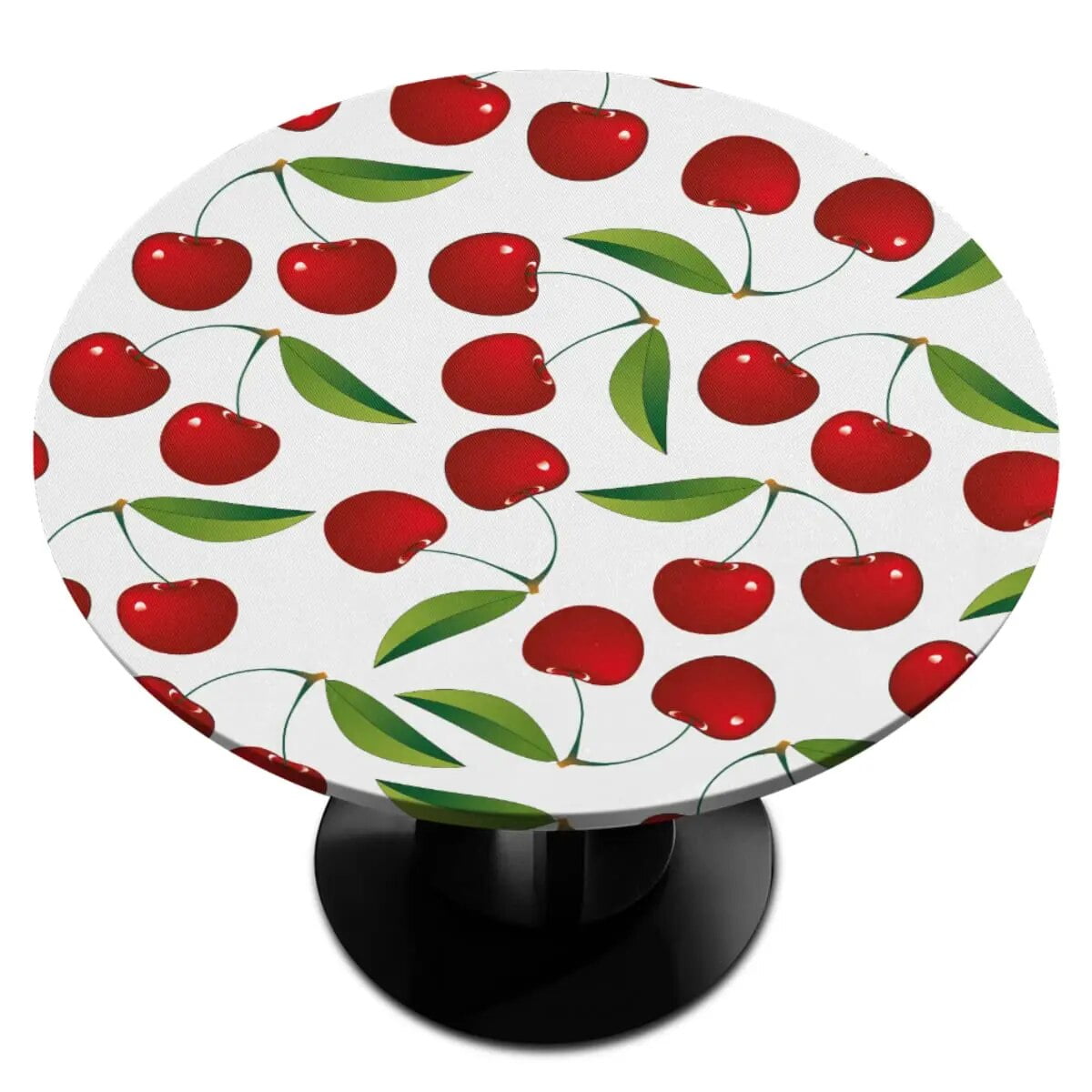 Cute Fruit Cherry Red Table Cover Elastic Edged Tablecloths Round Table ...