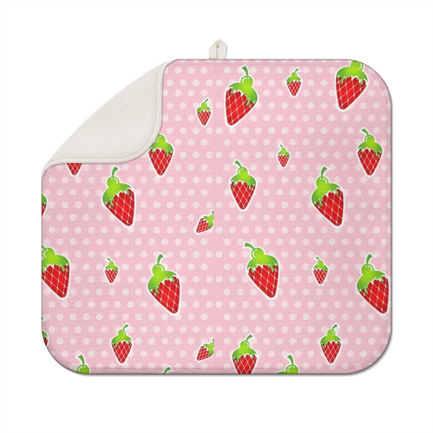 Cute Fruit Coffee Mat – Durable Microfiber Spill Mat with Pink ...
