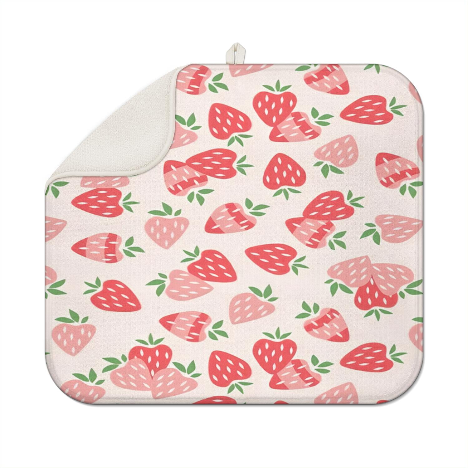 Cute Fruit Coffee Mat – Durable Microfiber Spill Mat with Pink ...
