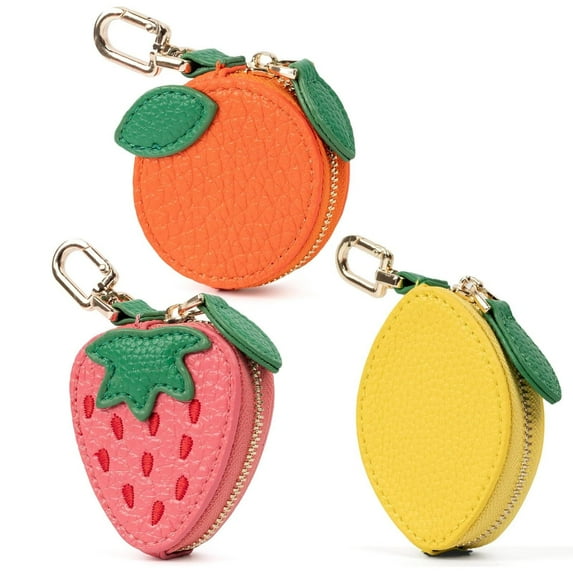 Cute Fruit Coin Purse Bag Charm, Mini Leather Coin Change Purse & Pouch ...