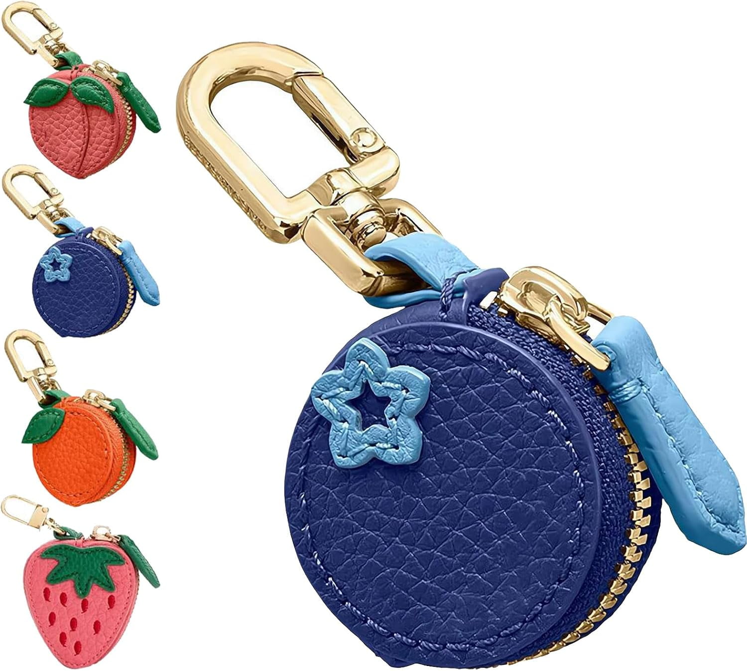 Cute Fruit Leather Bag Charm,Y2K Strawberry Keychain With Zipper ...