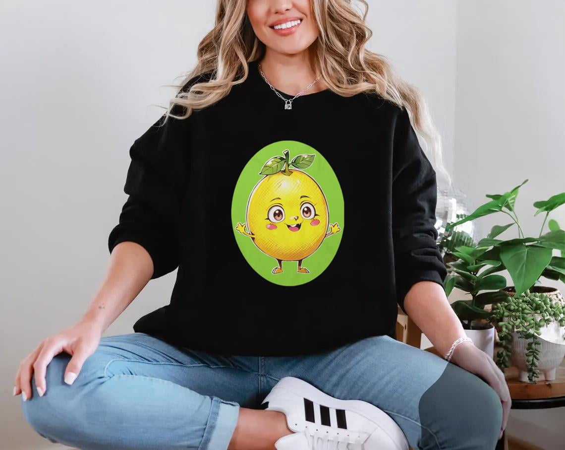Cute Fruit Sweatshirt with Josh the Little Lemon Cartoon Character, for men & women, up to size ...