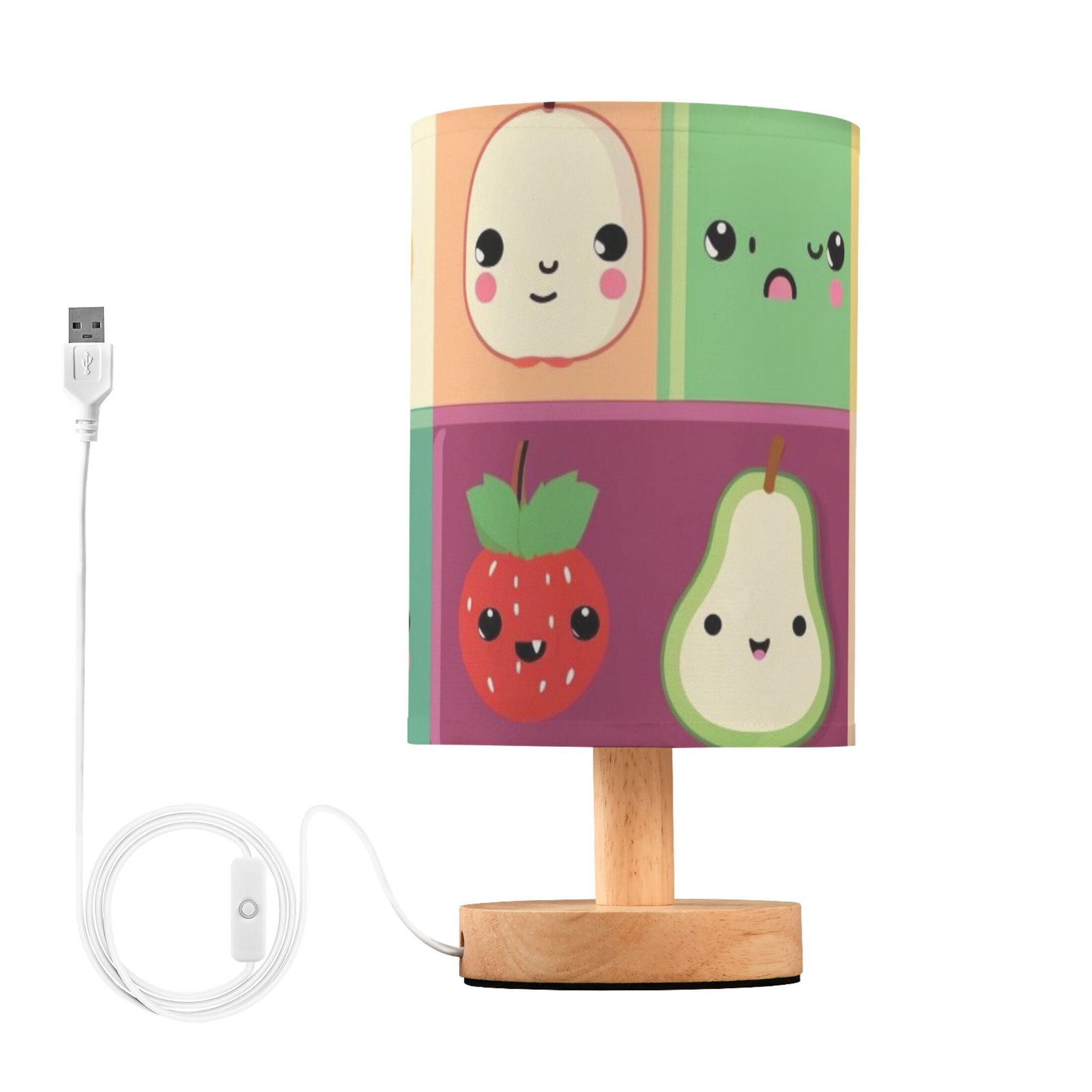 Cute Fruits Bedside Table Lamp LED Warm Lights with USB Charging Port ...