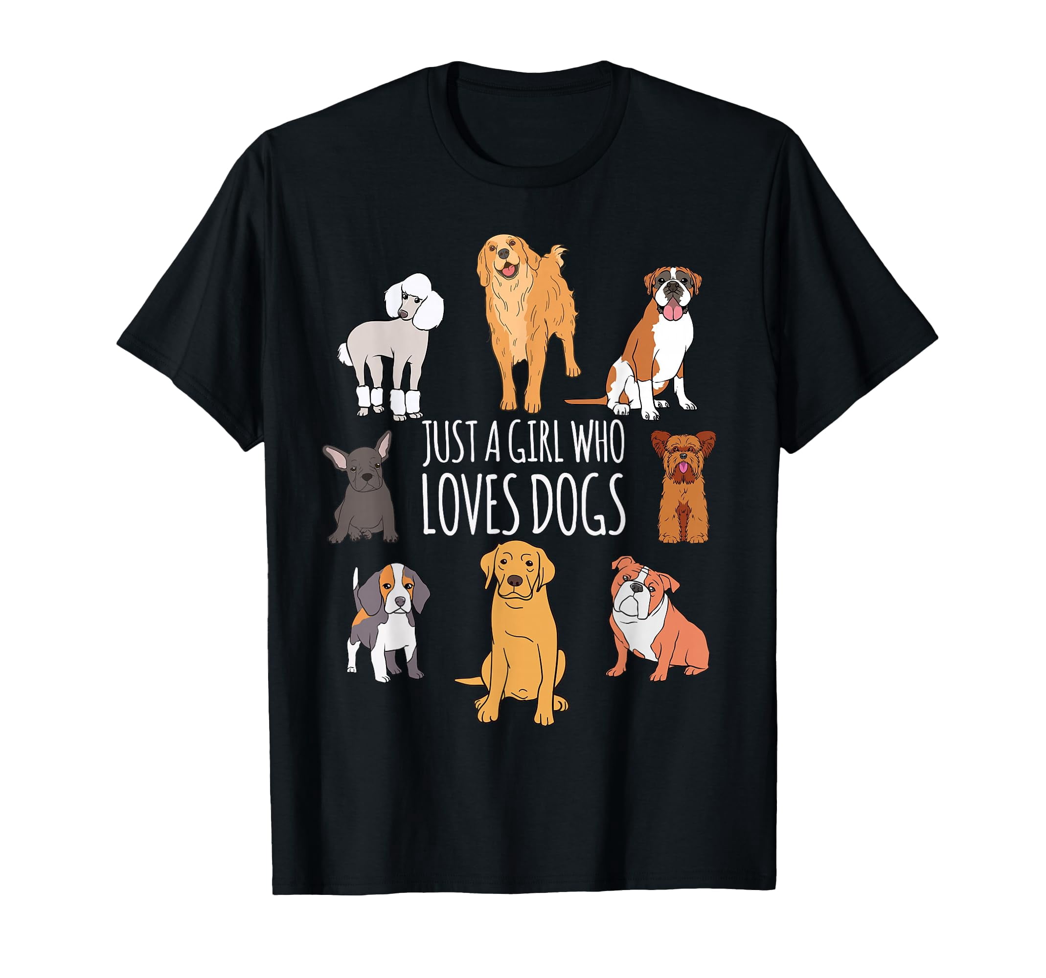 Cute Fun Dog Lover Cartoon Breeds T-Shirt for Pet Enthusiasts - Walmart.com