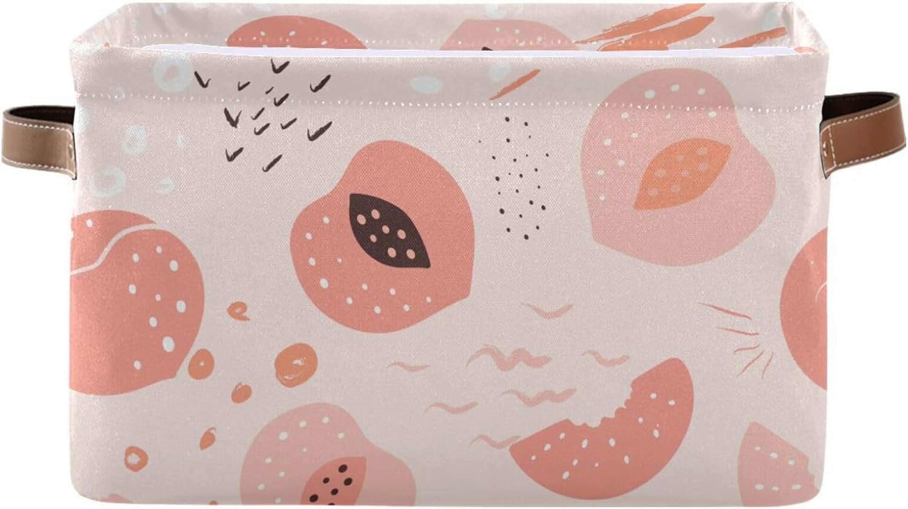 Cute Fun Doodle Peach Storage Basket, Durable Canvas Organizer With ...