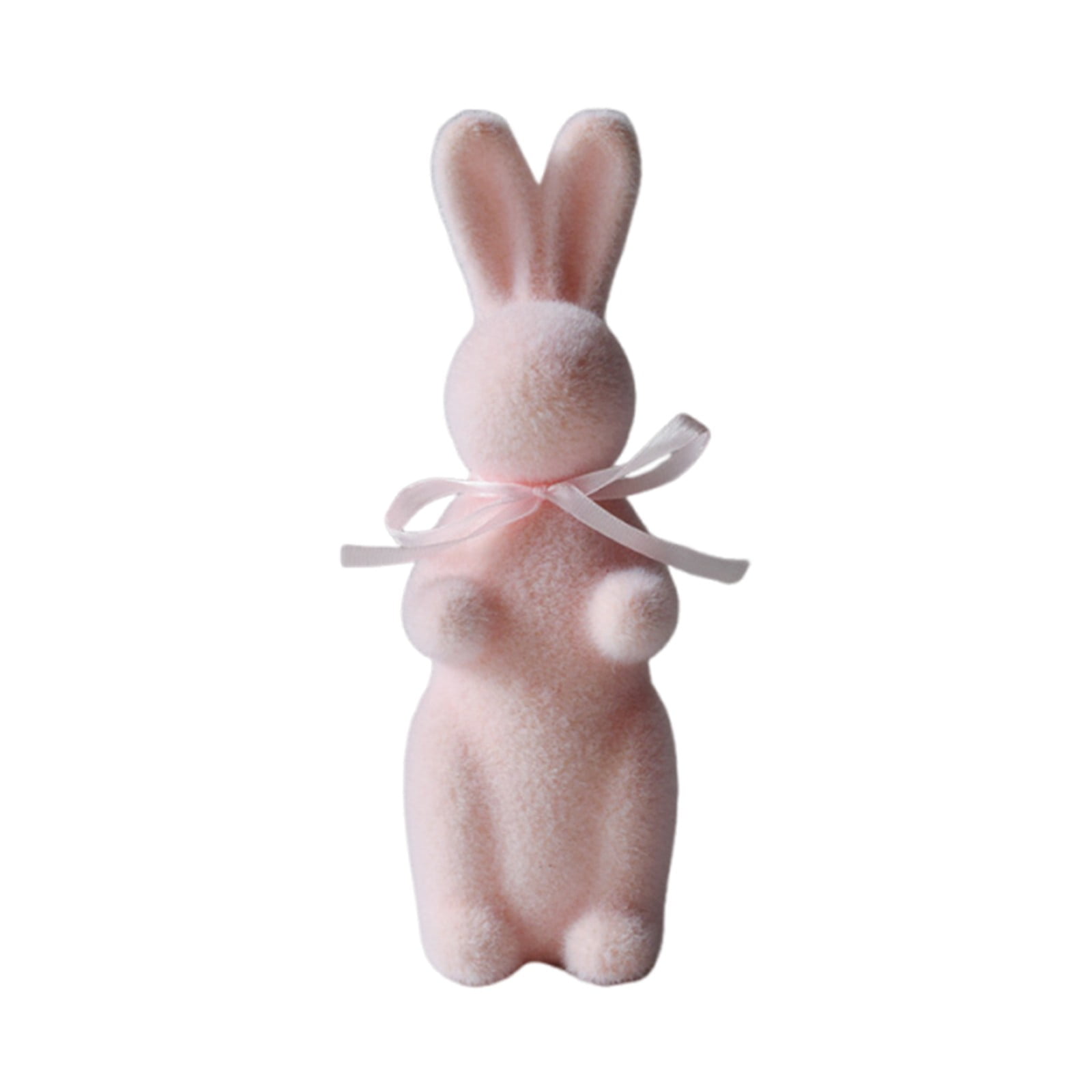 Cute Fun Flocked Easter Bunny Decor Creative Bow Bunnies Figurines for ...