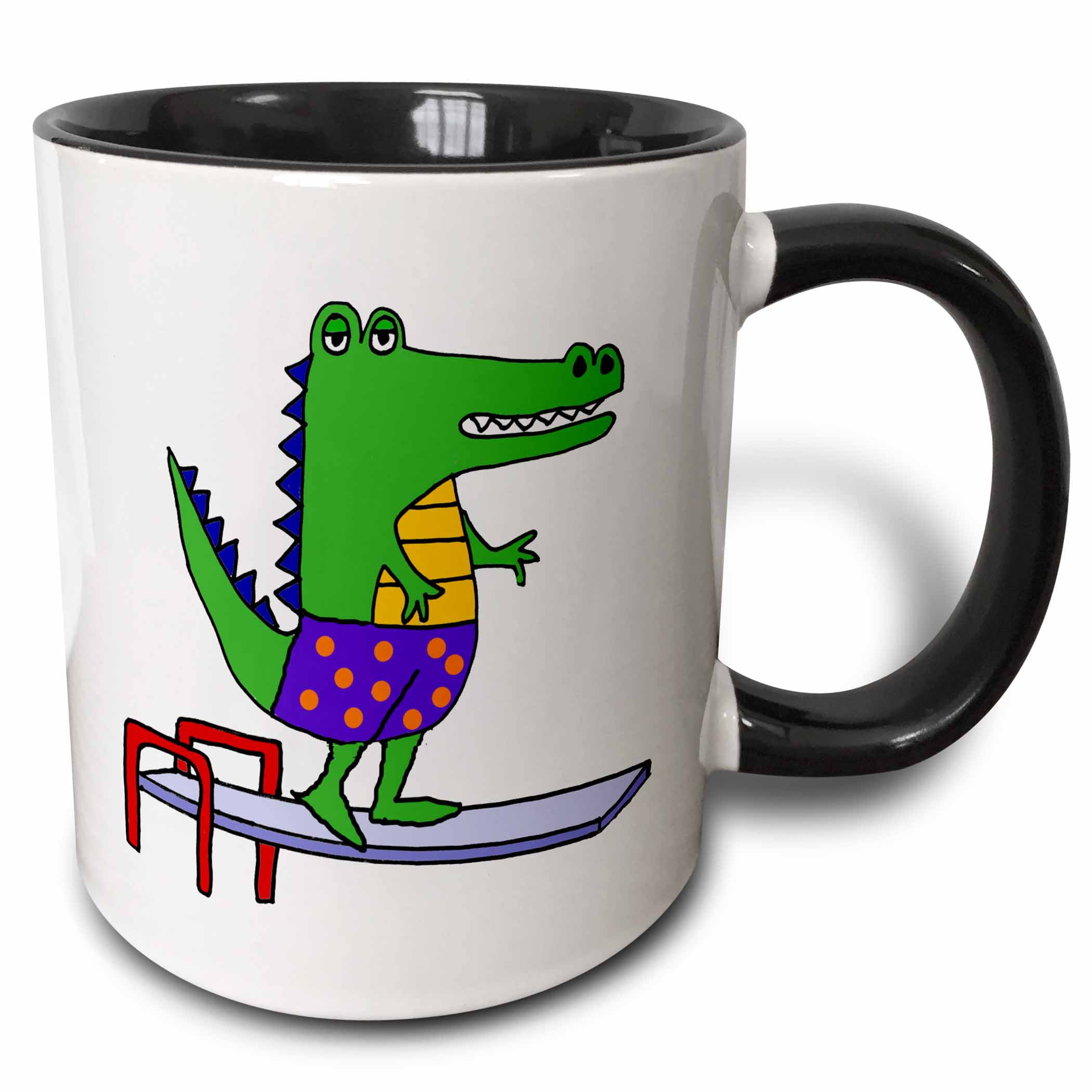 3drose, Cute Funny Alligator Diver in Polka Dot Swim Trunks on Diving ...