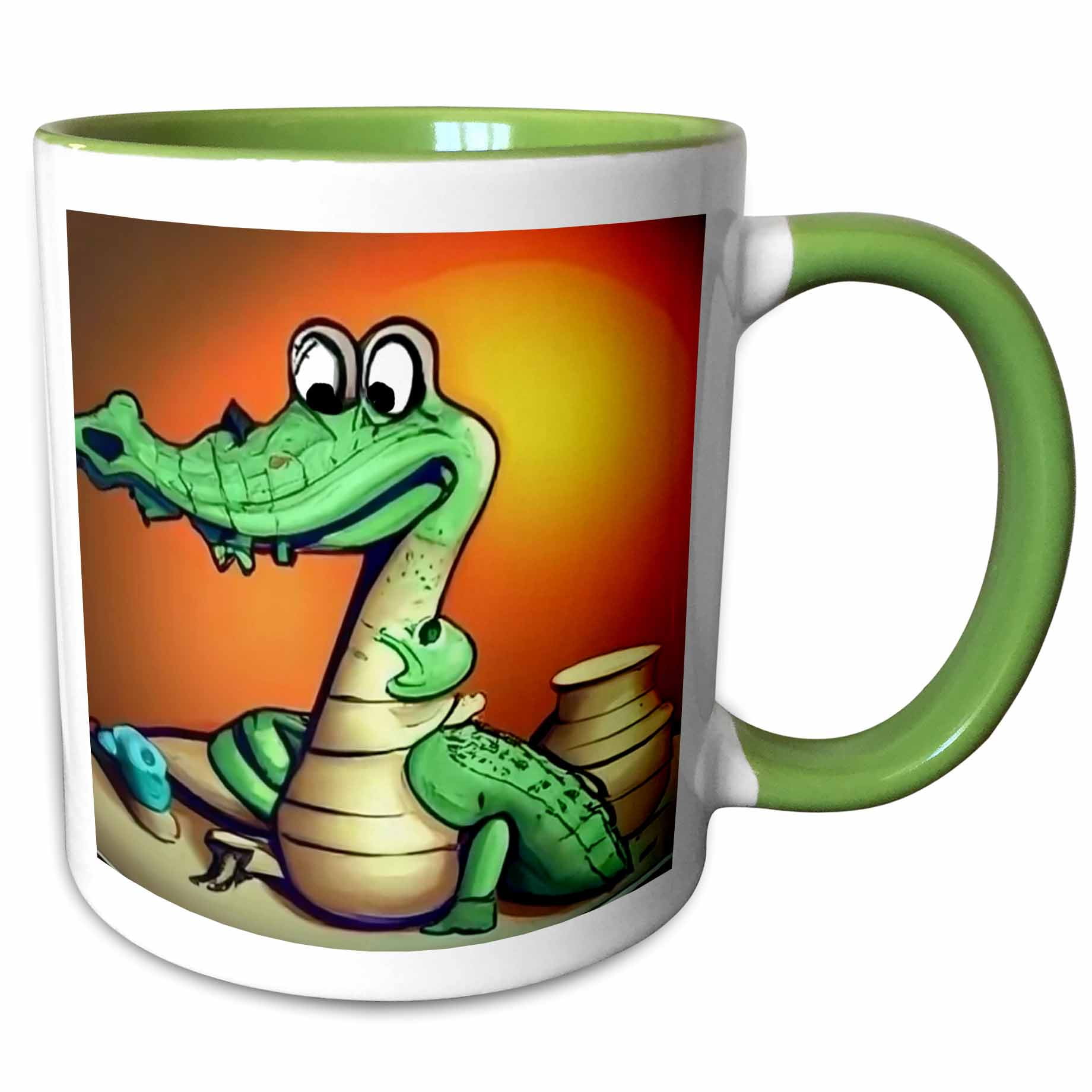 3drose, Cute Funny Alligator Making Pottery with Clay and Throwing ...