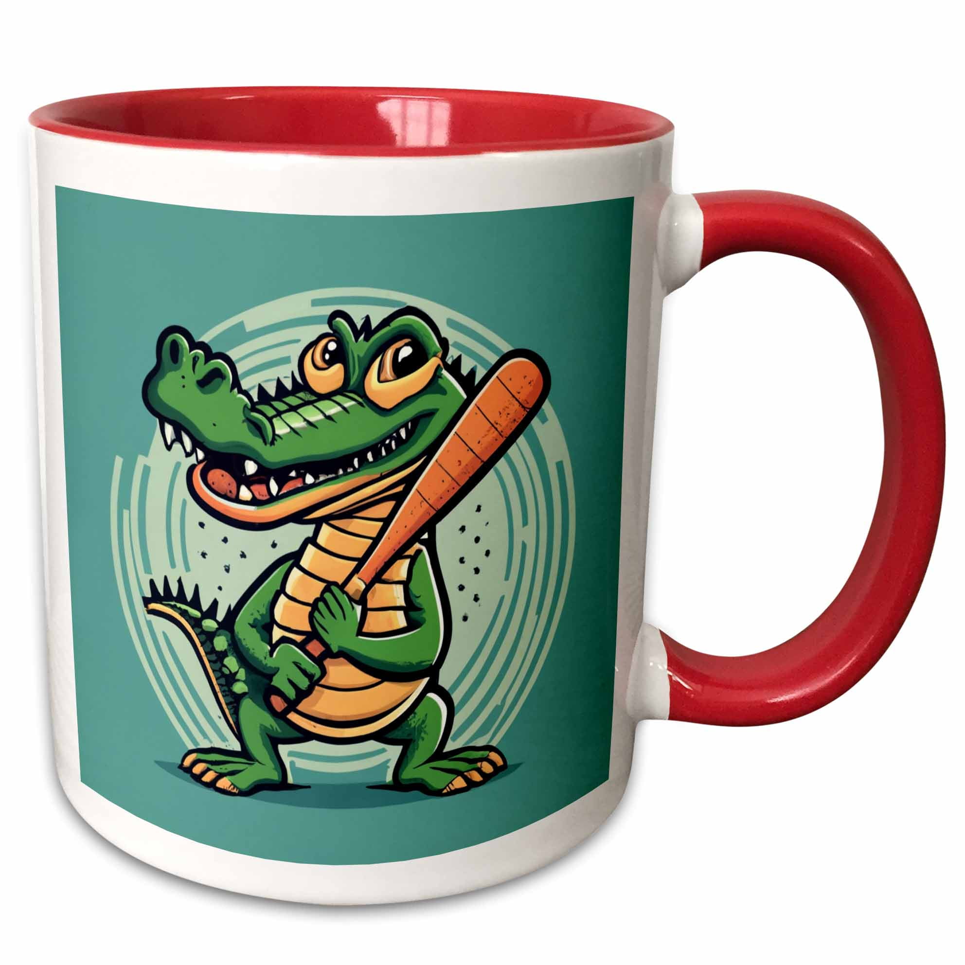 3drose, Cute Funny Alligator Playing Baseball Sports Cubism Style, 15oz ...