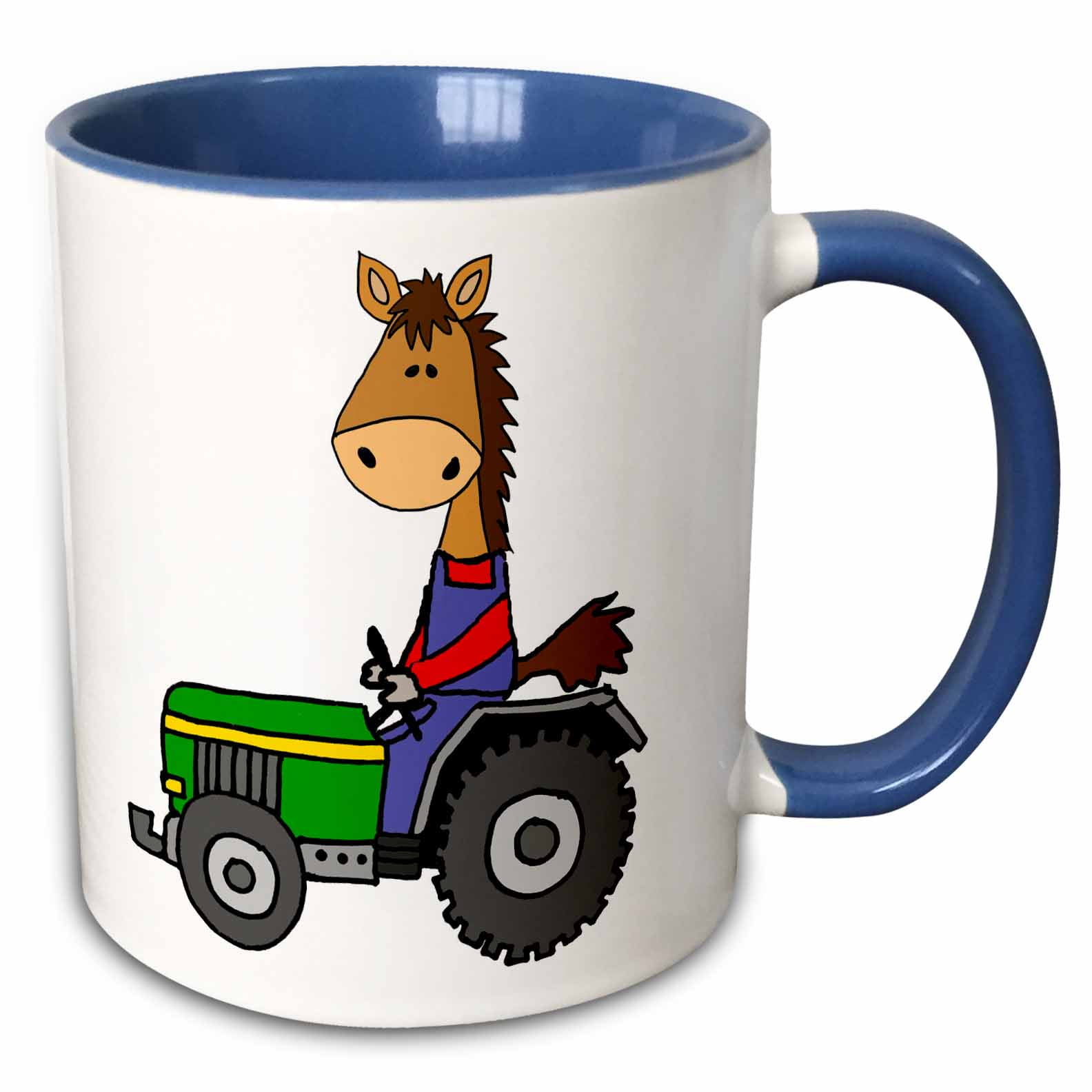 3drose, Cute Funny Bay Horse Driving Farm Tractor Cartoon, 15oz Two ...