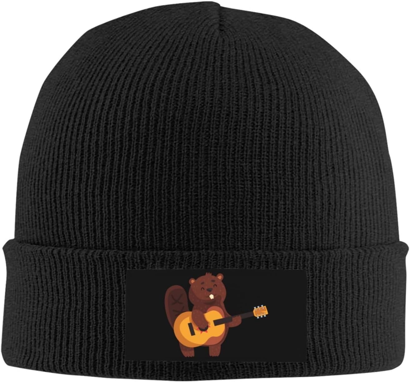 Cute Funny Beaver Knit Hat Animal Beaver Guitar Beanie Winter Hat Men ...
