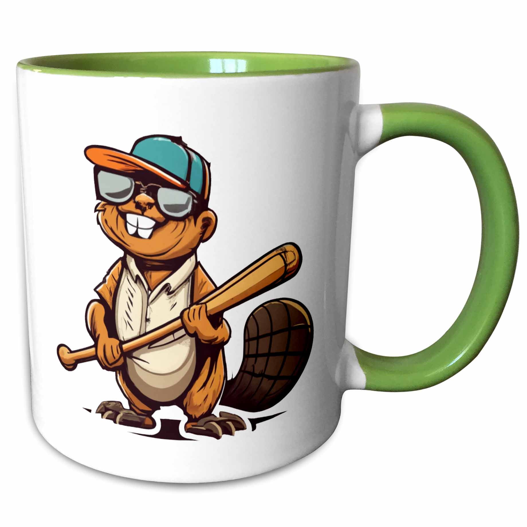 3drose, Cute Funny Beaver Playing Baseball Sports Cubism Style, 15oz ...
