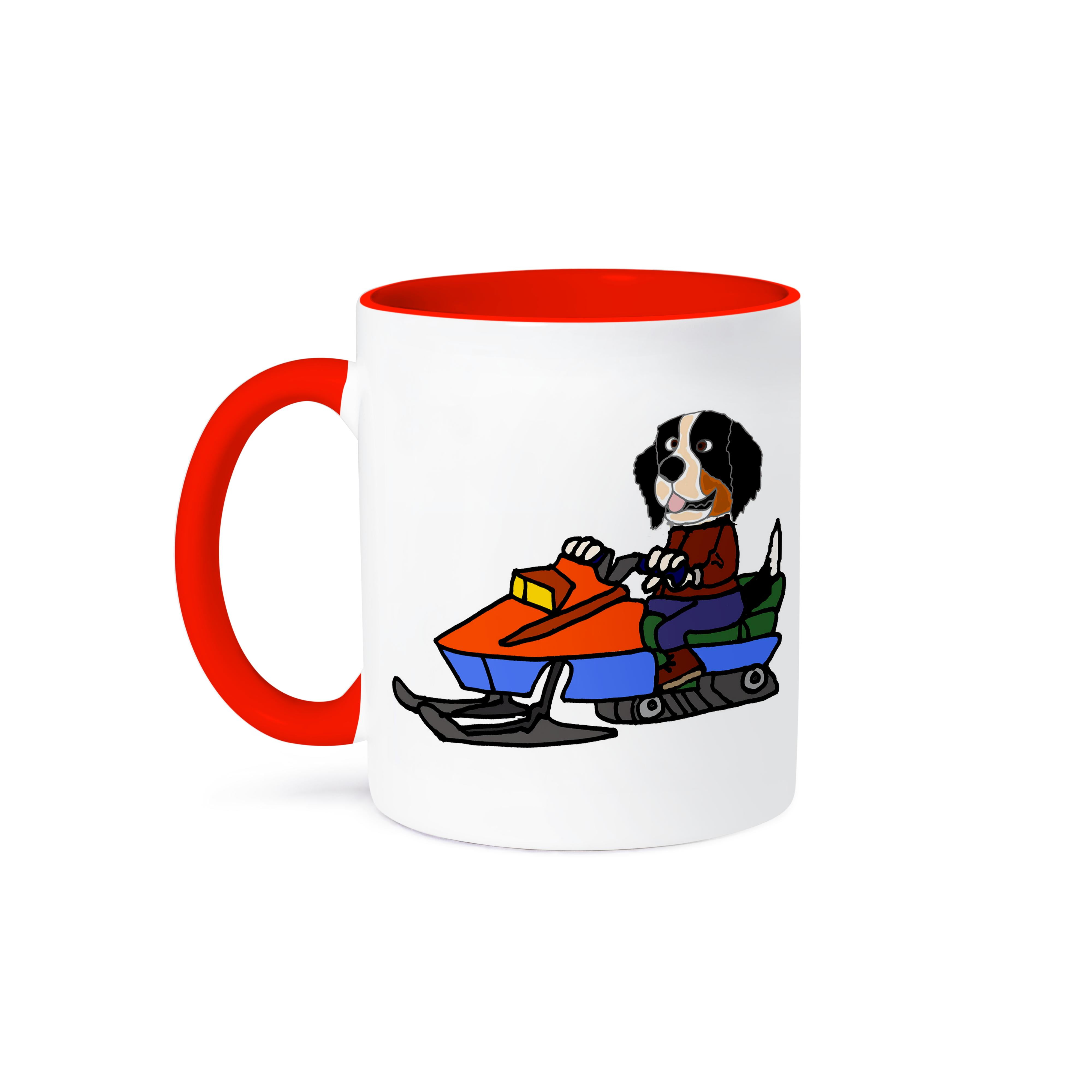 3drose, Cute Funny Berenese Mountain Dog Puppy Driving Snowmobile ...