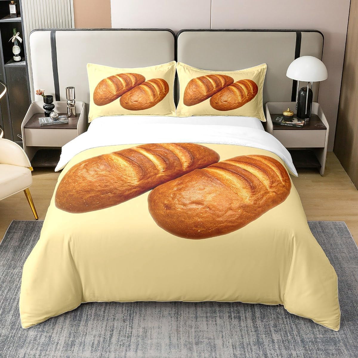 Cute Funny Bread Bedding Set Garlic Toast Duvet Cover Realistic Food ...