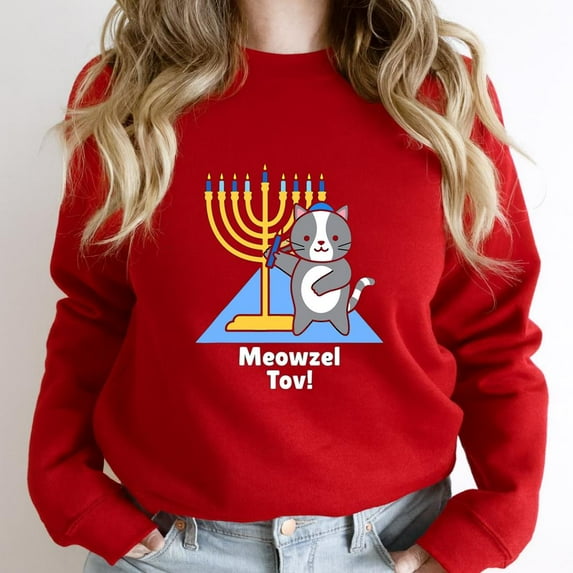 Cute Funny Cat Hanukkah Family Matching Pajamas Meowzel Tov Holiday ...