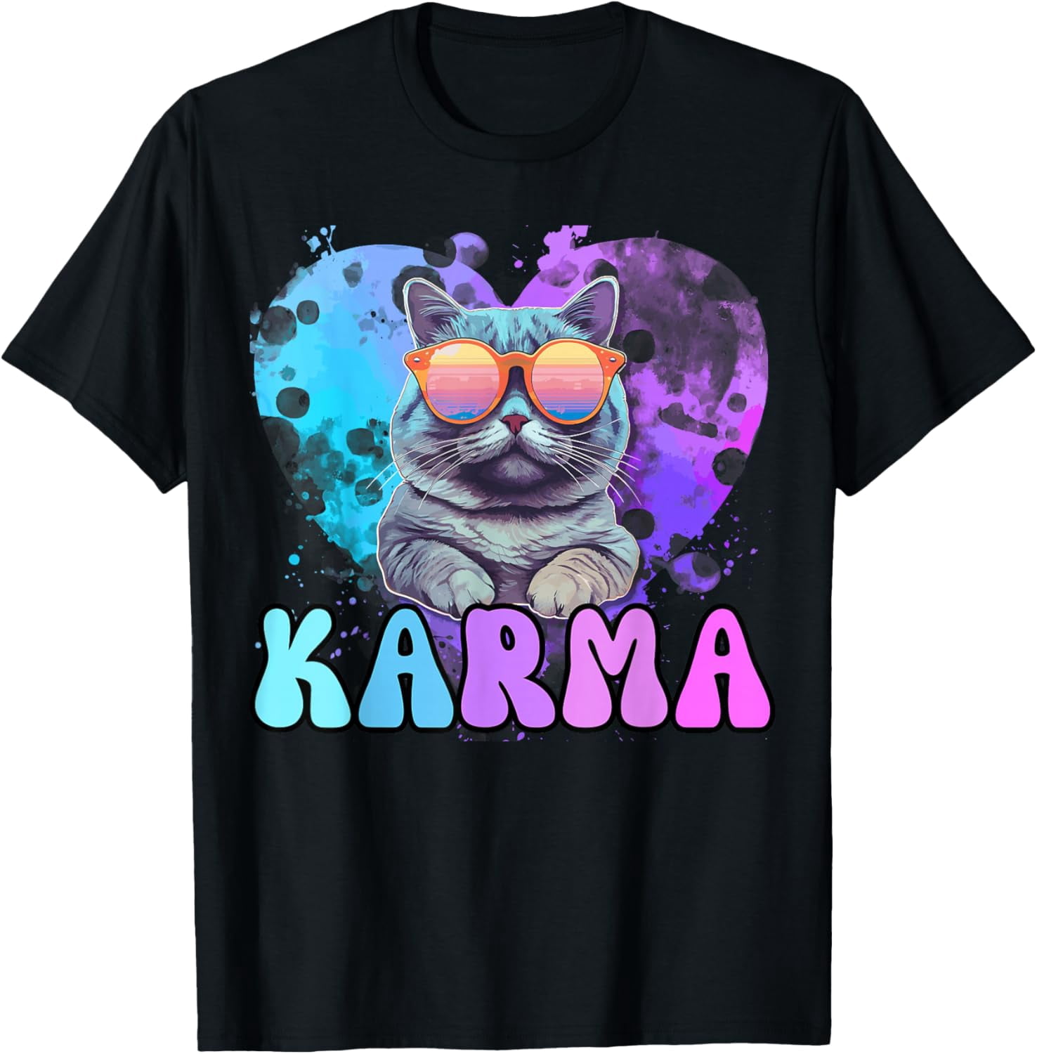 Cute Funny Cat Lover Heart Shape Karma T-Shirt- Classic Unisex 100% ...