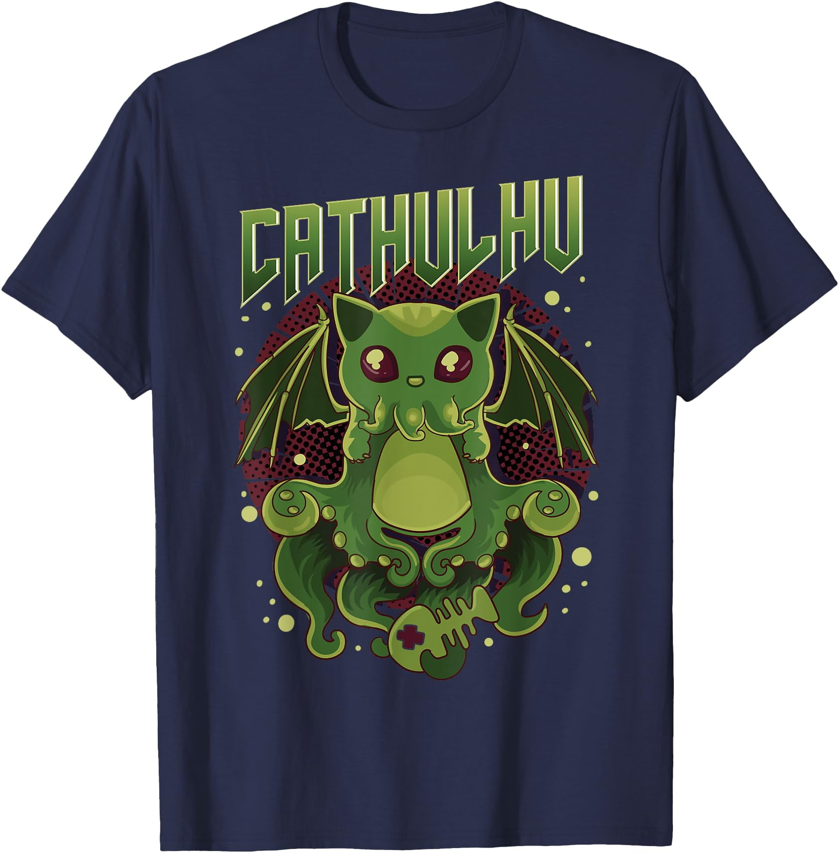 Cute & Funny Cathulhu Kawaii Cat Cthulhu Softstyle Unisex T-Shirt,Navy ...