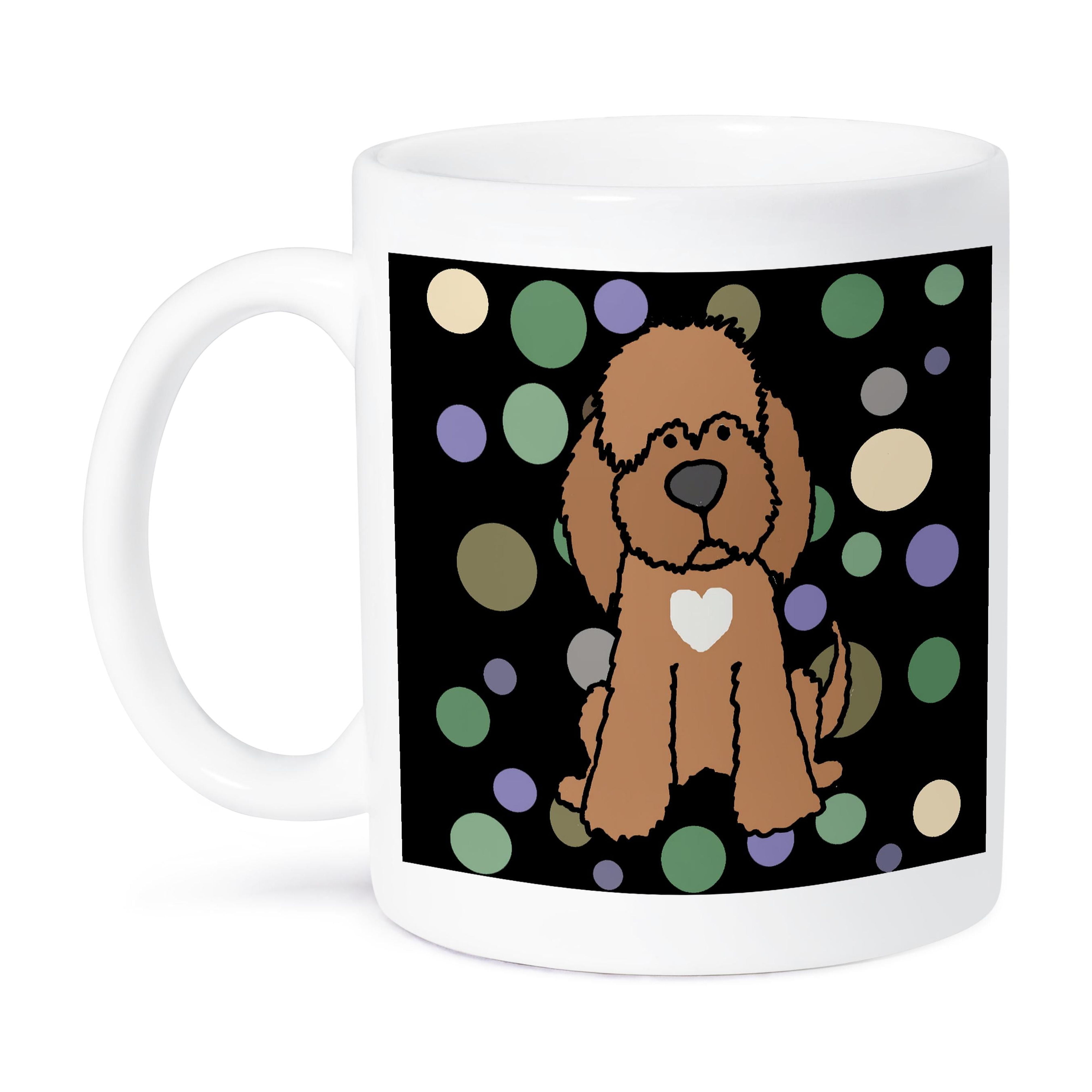 Cute Funny Chocolate Labradoodle Puppy Dog With Circle Pattern Art ...