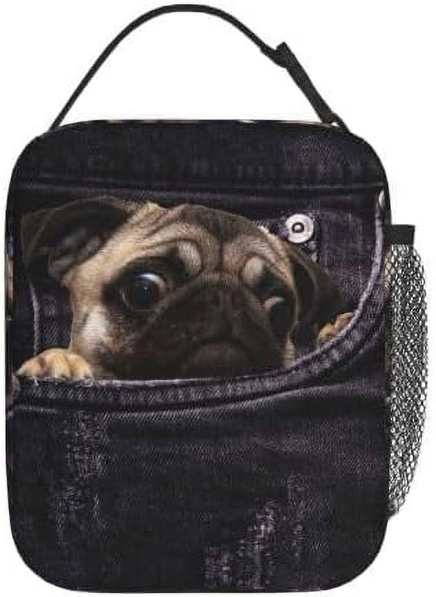 Cute Funny Dog 3d Pug Portable Lunch Bag Insulated Lunch Box Reusable ...