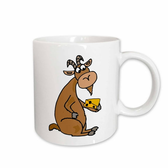 3drose, Cute Funny Goat Eating Cheese Goat Cheese Pun Cartoon, 15oz Mug ...
