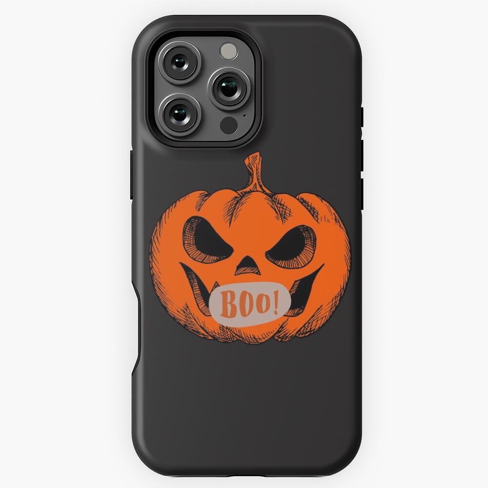 Cute Funny Halloween Fall Orange Scary Pumpkin Phone Case for iPhone 16 ...