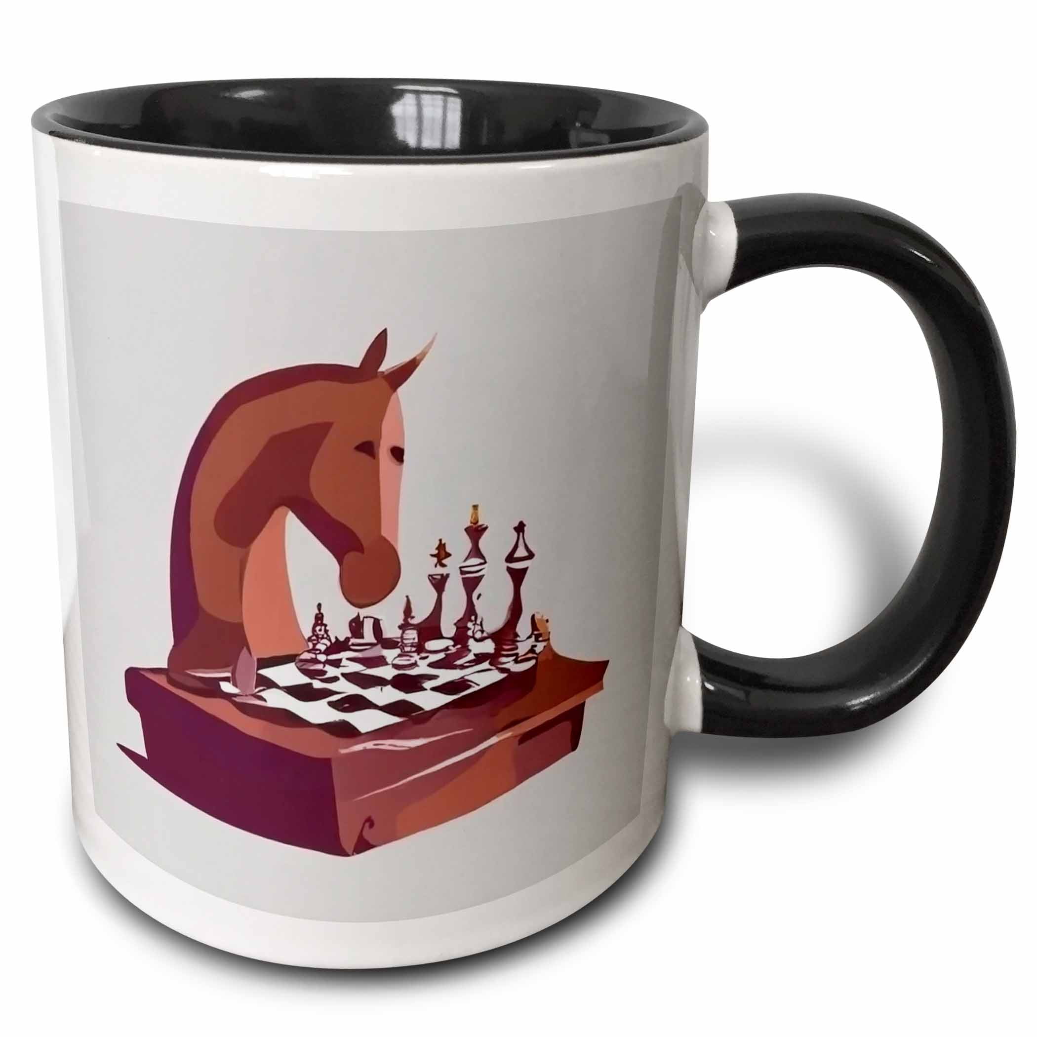3drose, Cute Funny Horse Playing Chess Game Chess Player, 11oz Two-tone ...