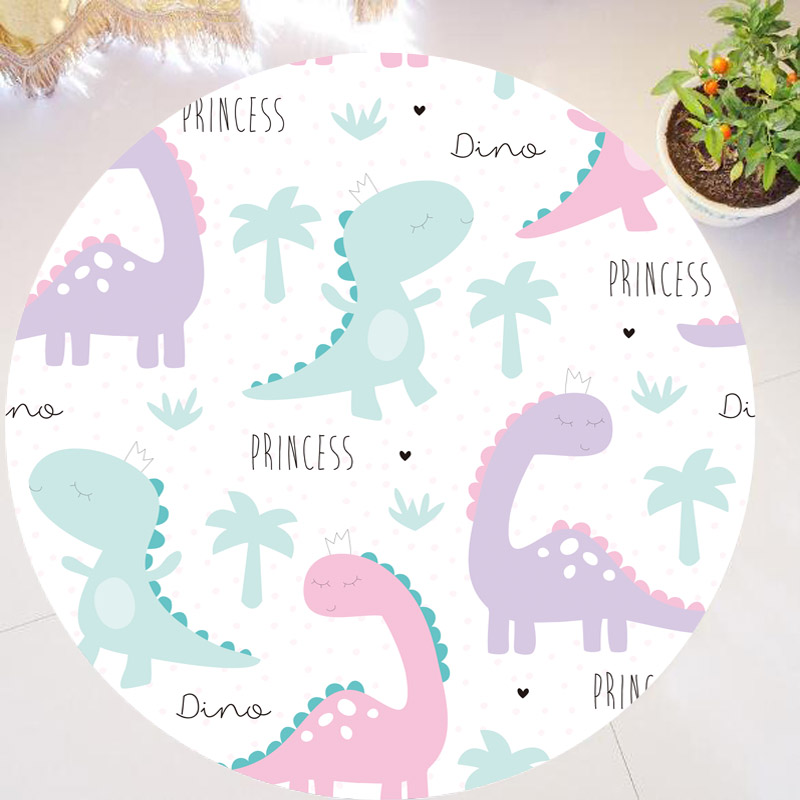 Cute Funny Kids Dinosaurs Pattern Round Rug Carpet for Boy Room Decor ...