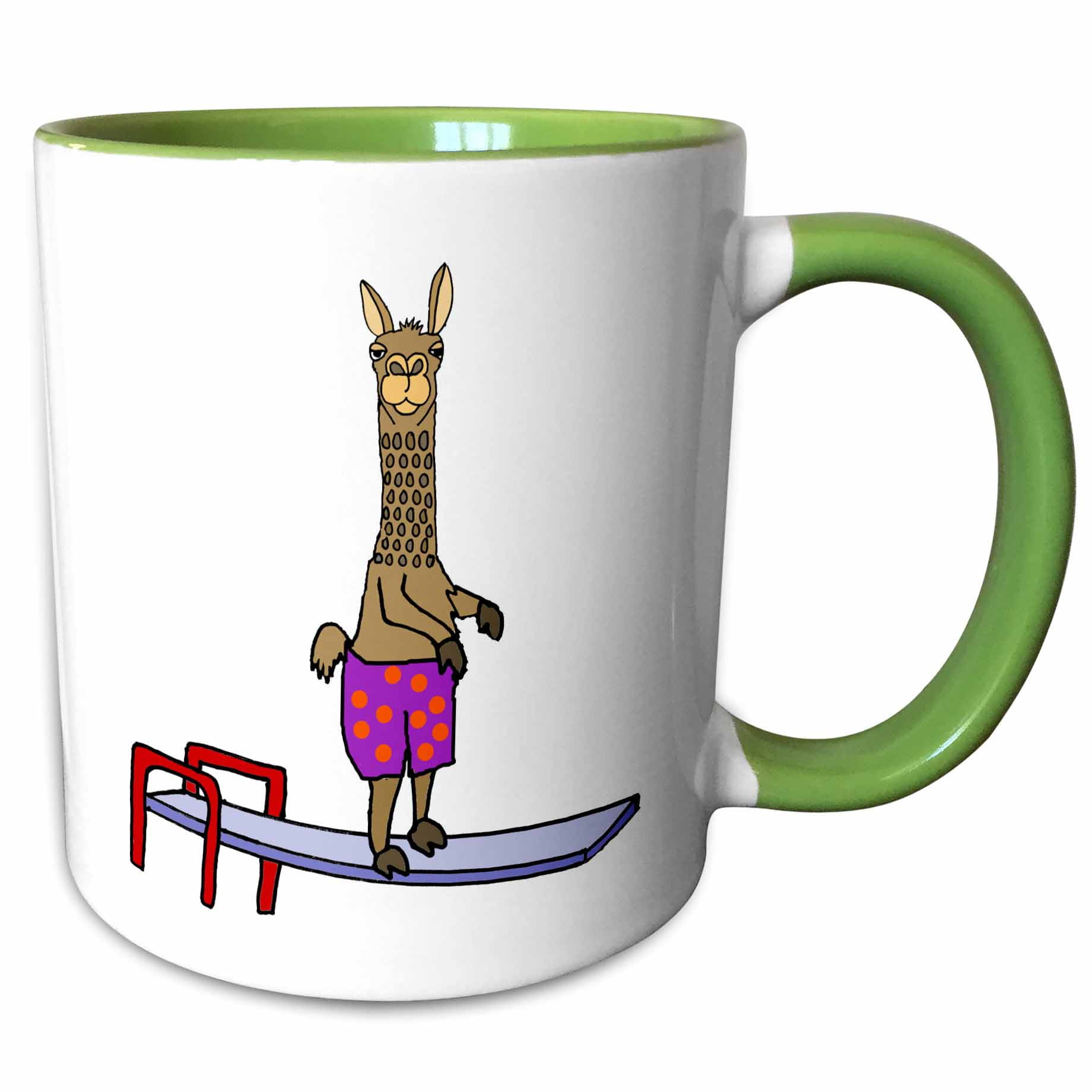 3drose, Cute Funny Llama Diver in Polka Dot Swim Trunks on Diving Board ...