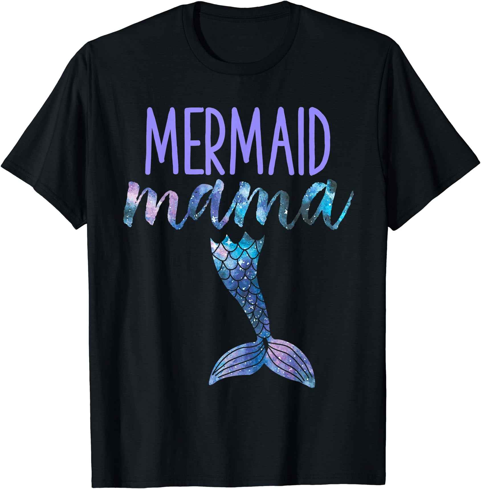 Cute Funny Mermaid Mama Galaxy Watercolor T-Shirt for Matching Birthday ...