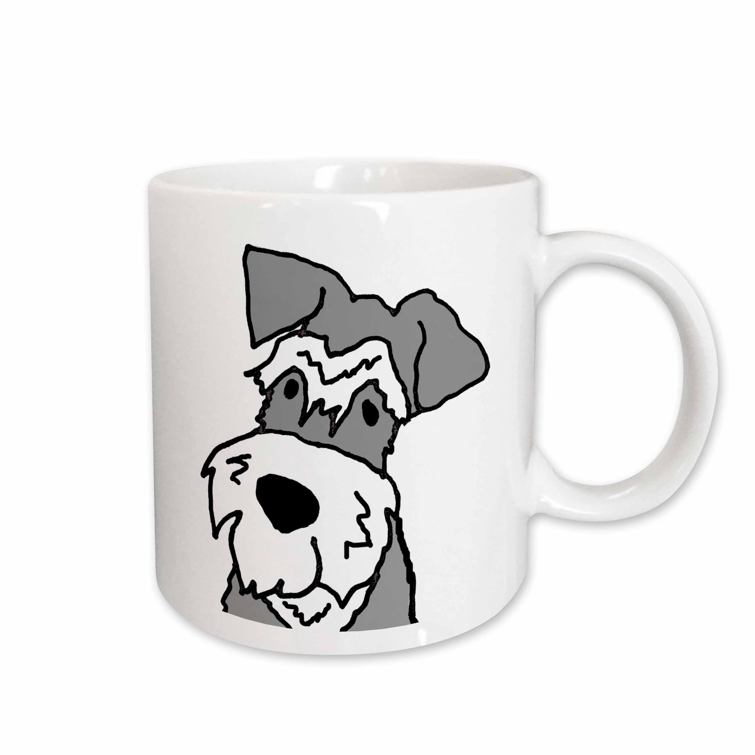 3drose, Cute Funny Miniature Schnauzer Puppy Dog Face Cartoon, 11oz Mug ...