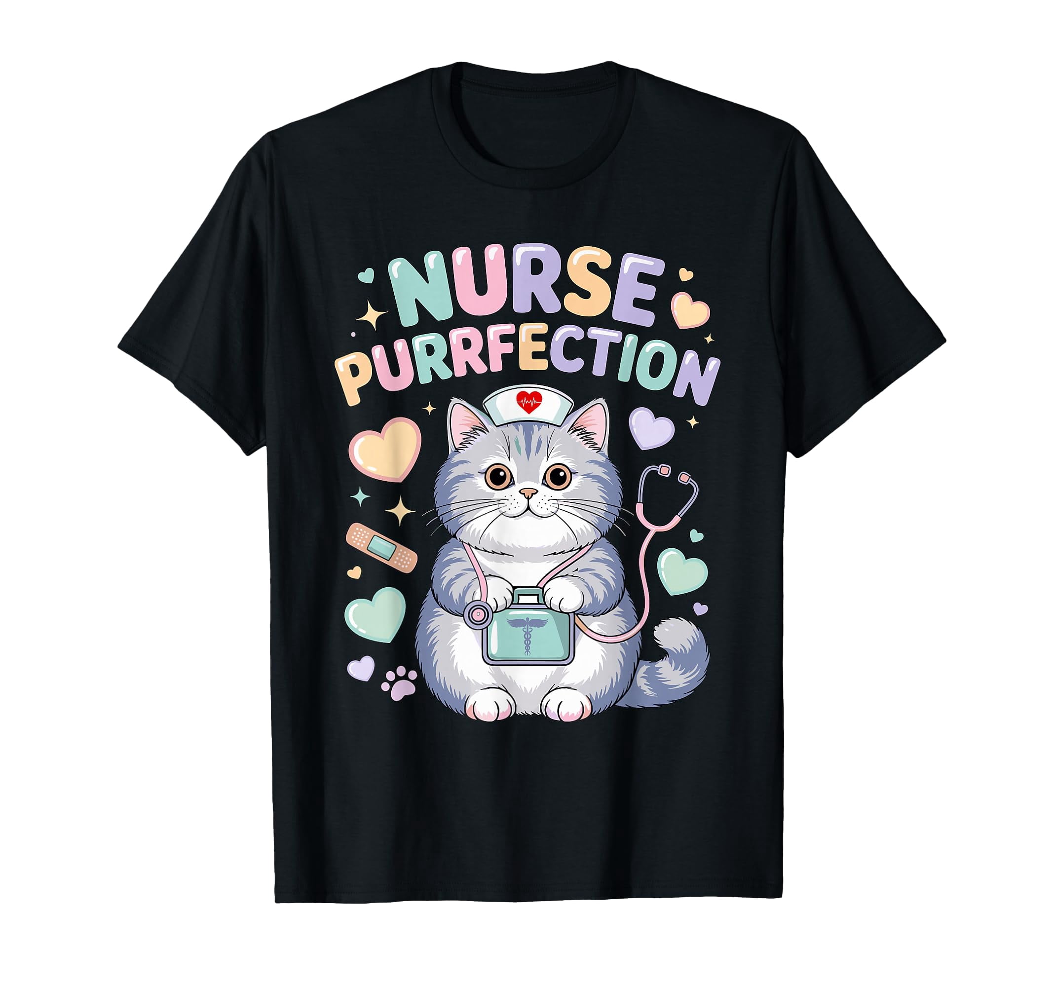 Cute Funny Nurse Cat Purrfection Pun T-Shirt for Nursing & Cat Lovers ...