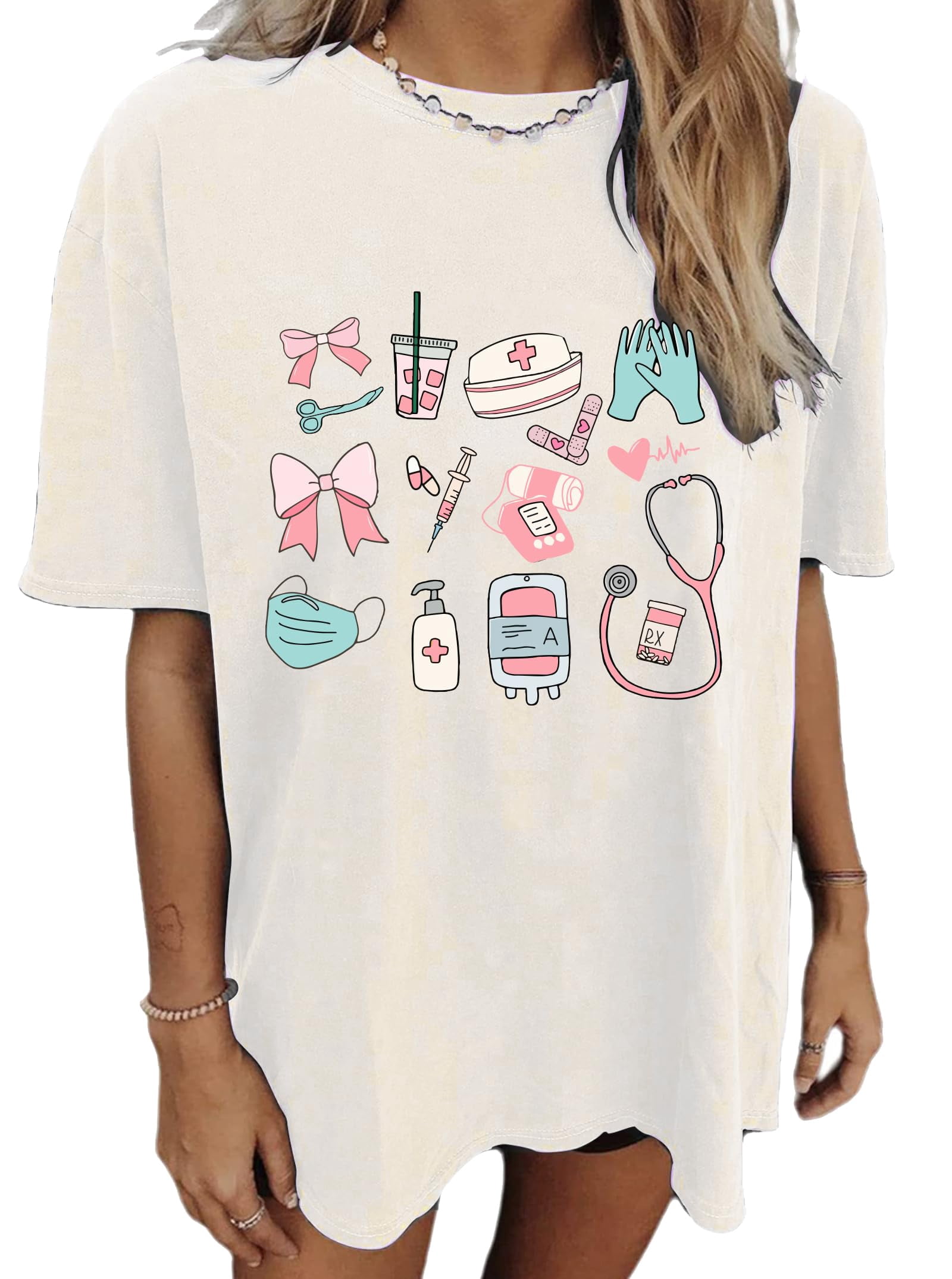 Cute Funny Pastel Nurse Graphic T-Shirt for Women - School Nursing ...