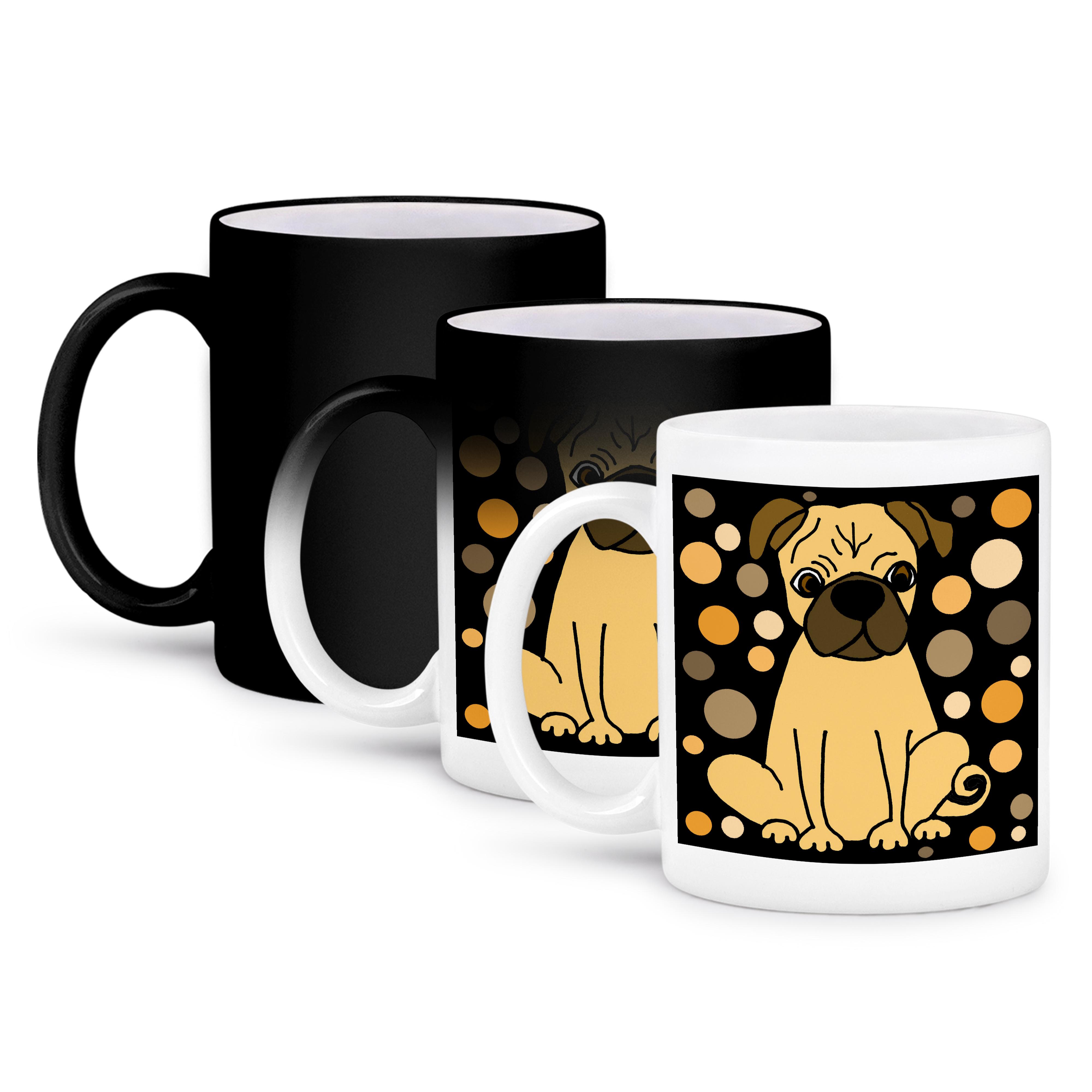 Cute Funny Pug Puppy Dog And Circle Pattern Abstract Art, 11oz Magic ...