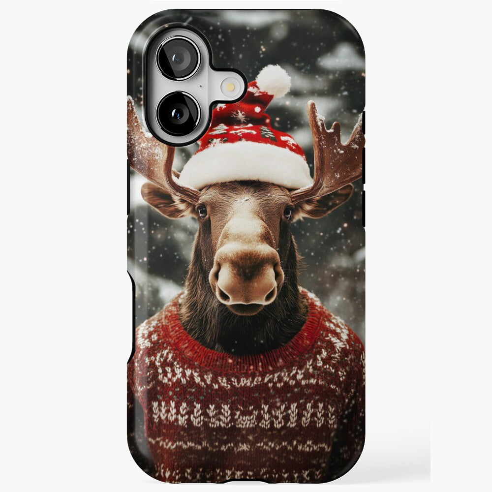 Cute Funny Retro Christmas Moose Animal Phone Case 17 16 15 14 13 12 11 ...
